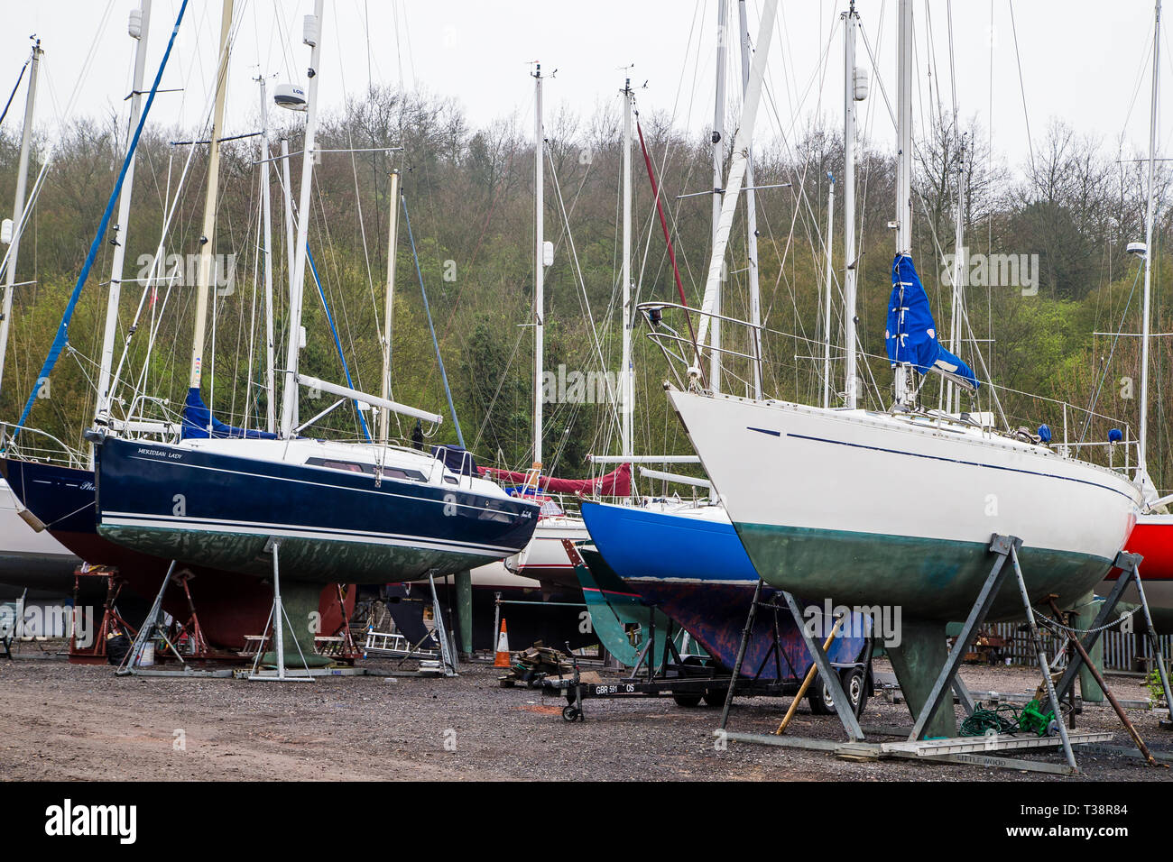 Upnor, kent, UK. Medway Yacht club with some of the many yachts in the ...