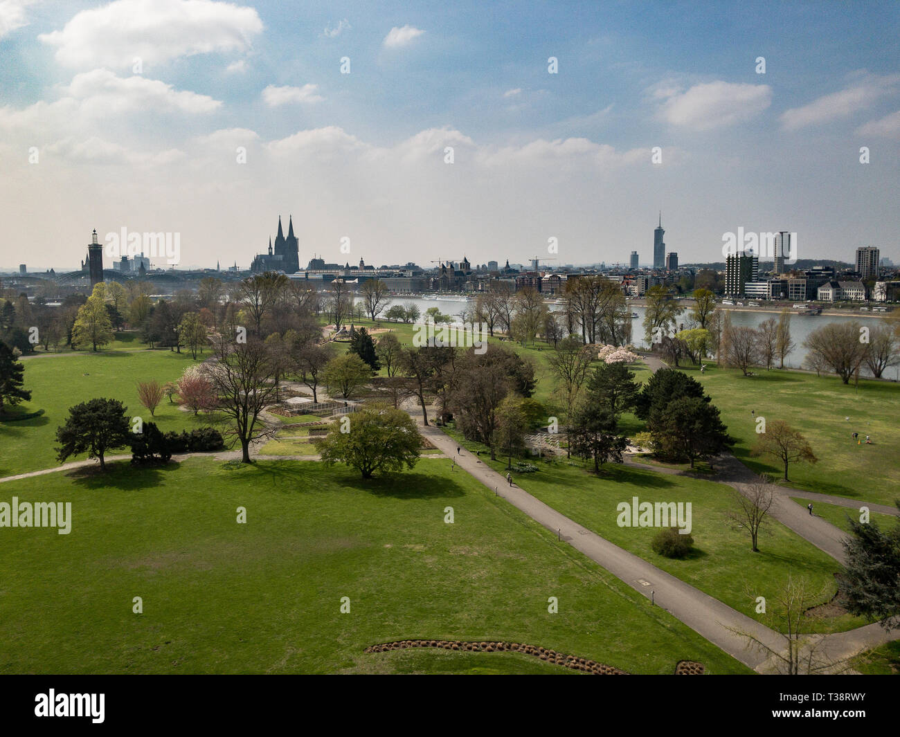 Cologne, Germany, 7 April 2019. Skyline of Cologne with Dom cathedral ...