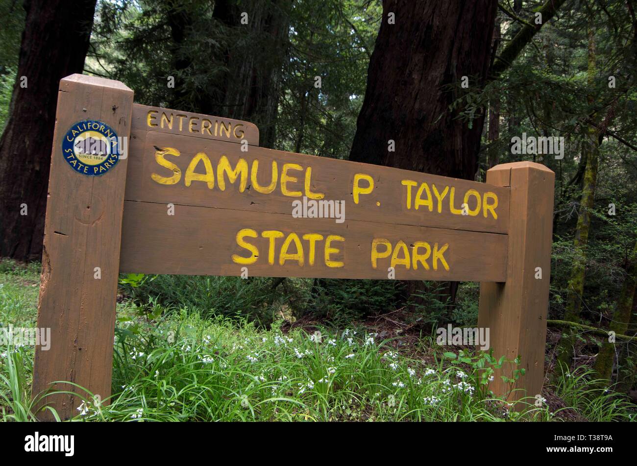 A sign welcomes visitors to Samuel P. Taylor State Park in Marin County ...