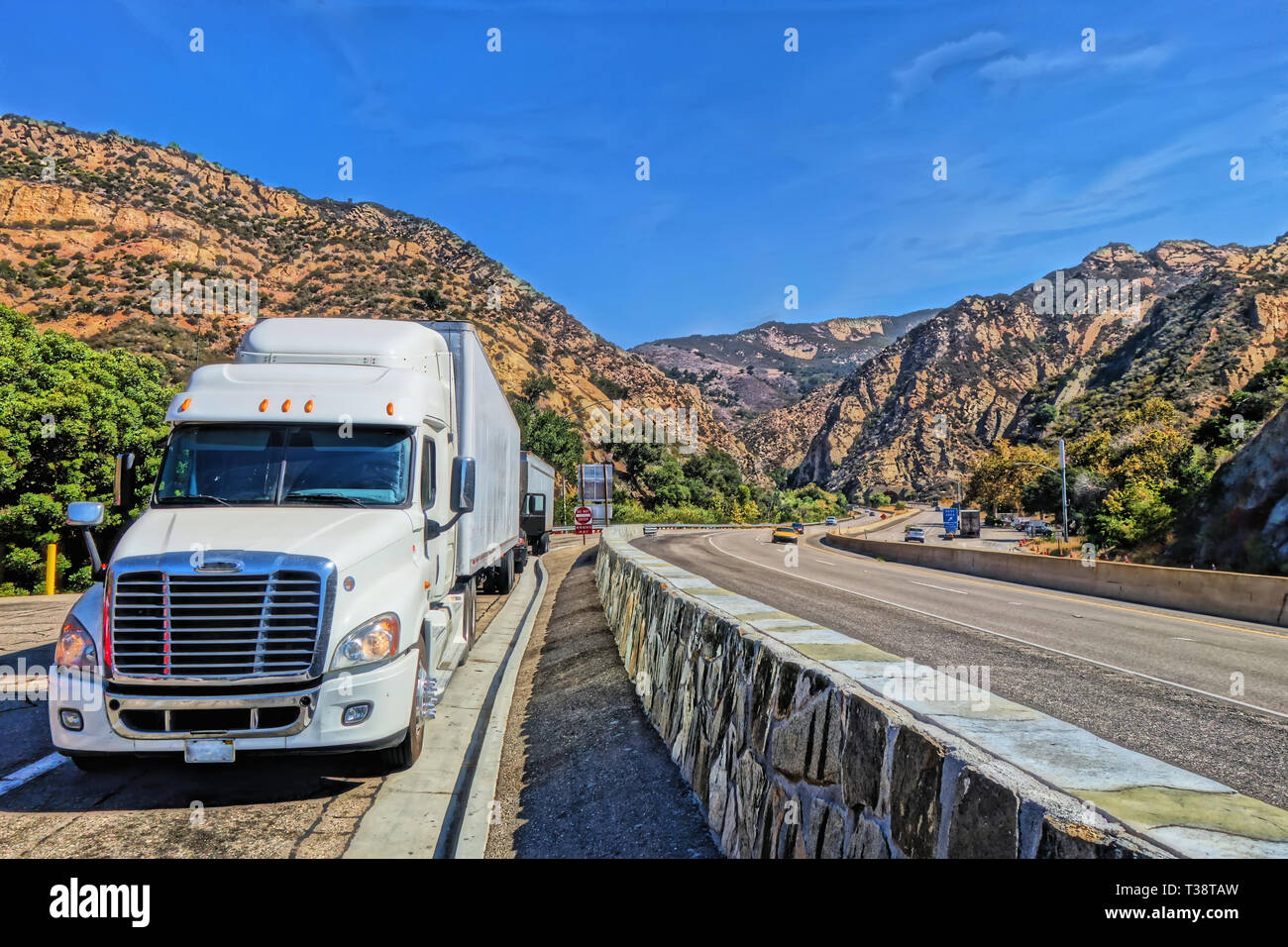 A truck at a rest stop along highway 101 in Central California Stock ...