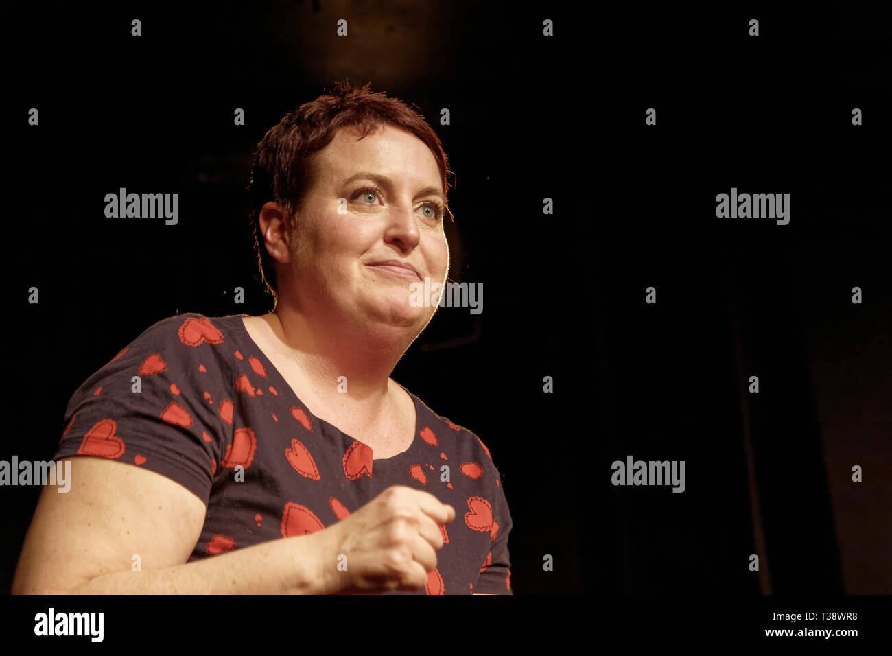 Paris, France.2nd April 2019. Pauline Cartoon in Super Girl at La Boîte ...