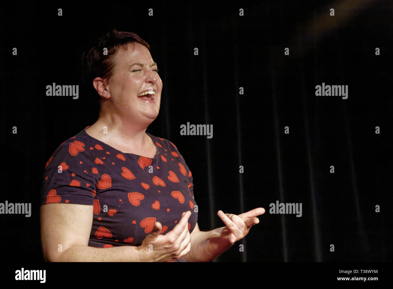 Paris, France.2nd April 2019. Pauline Cartoon in Super Girl at La Boîte ...