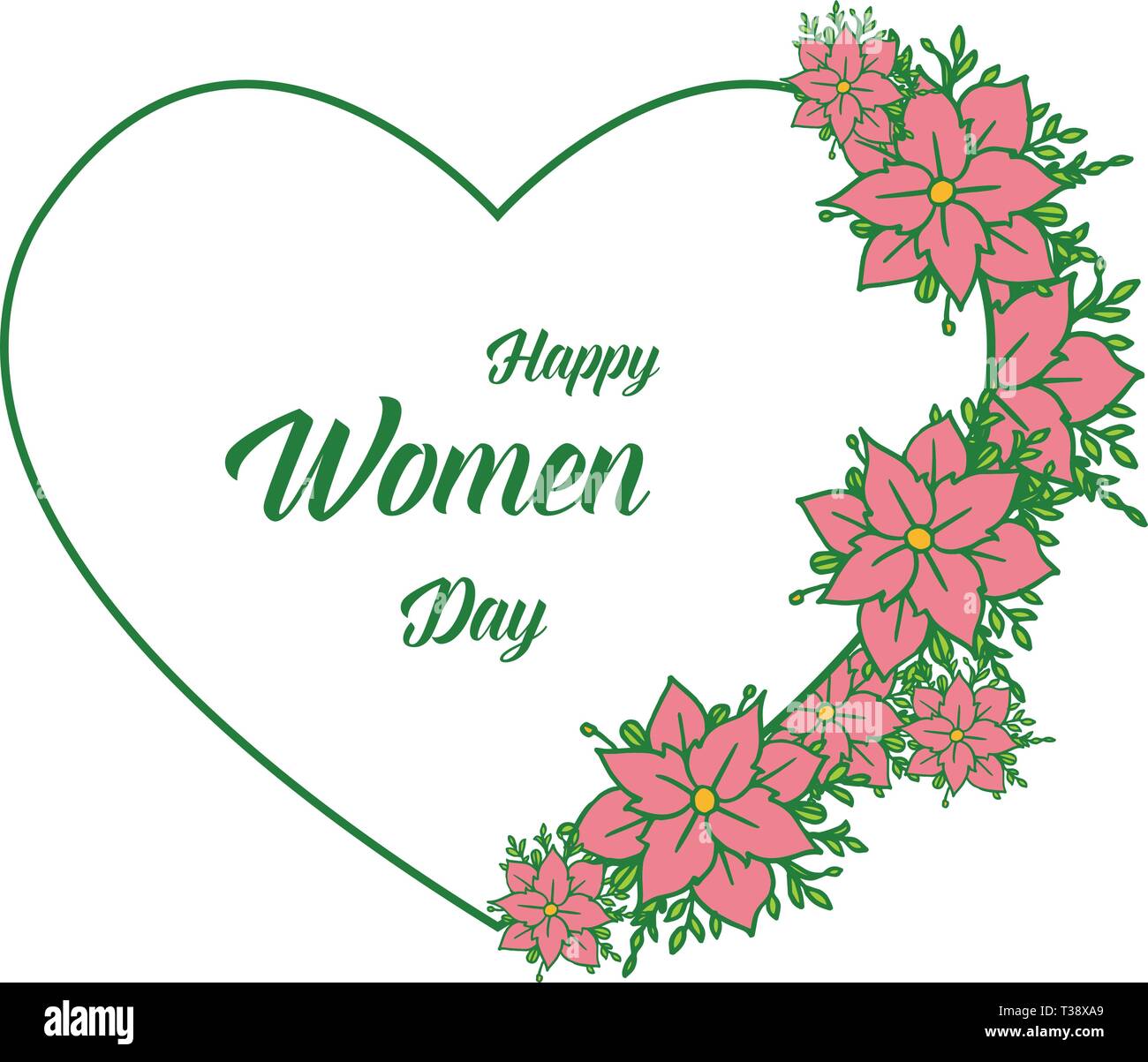 Vector illustration design of happy women day with pink wreath frame ...