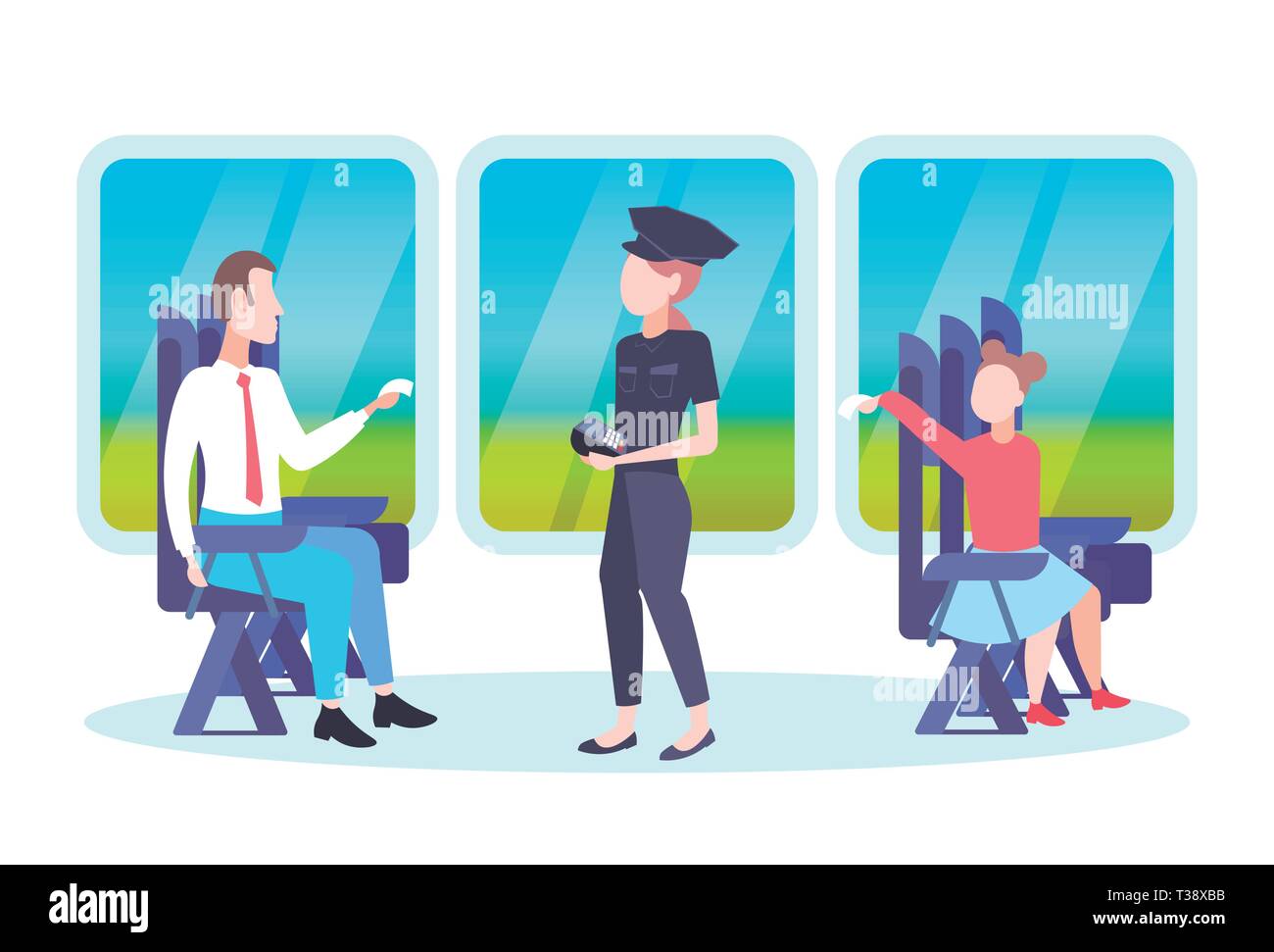 Woman train ticket inspector Stock Vector Images - Alamy