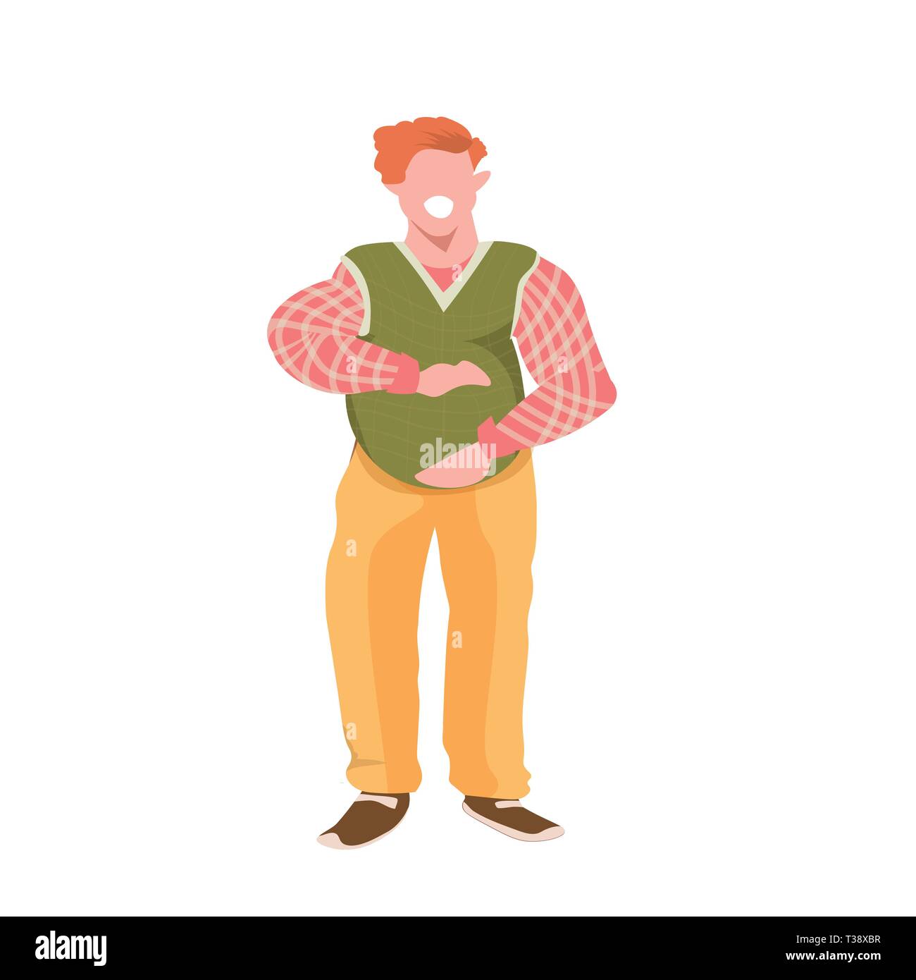 obese man touching his fat belly smiling overweight casual guy obesity ...