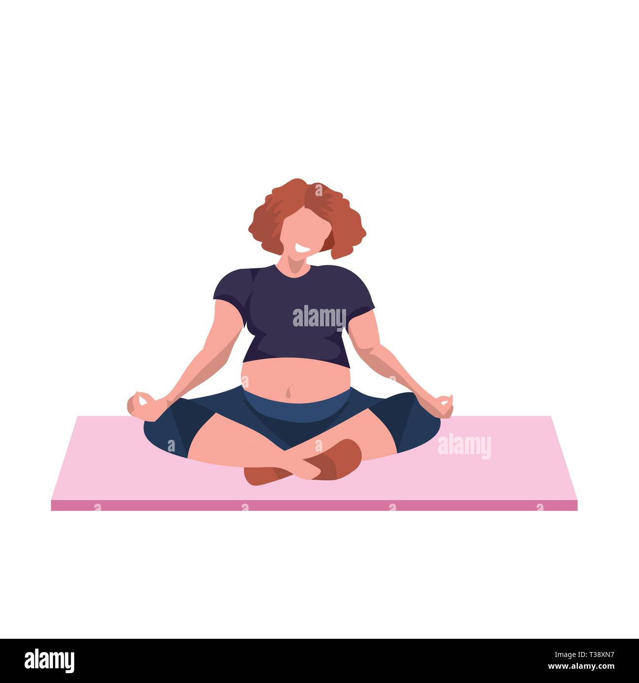 fat obese woman sitting lotus pose overweight girl doing yoga exercises ...