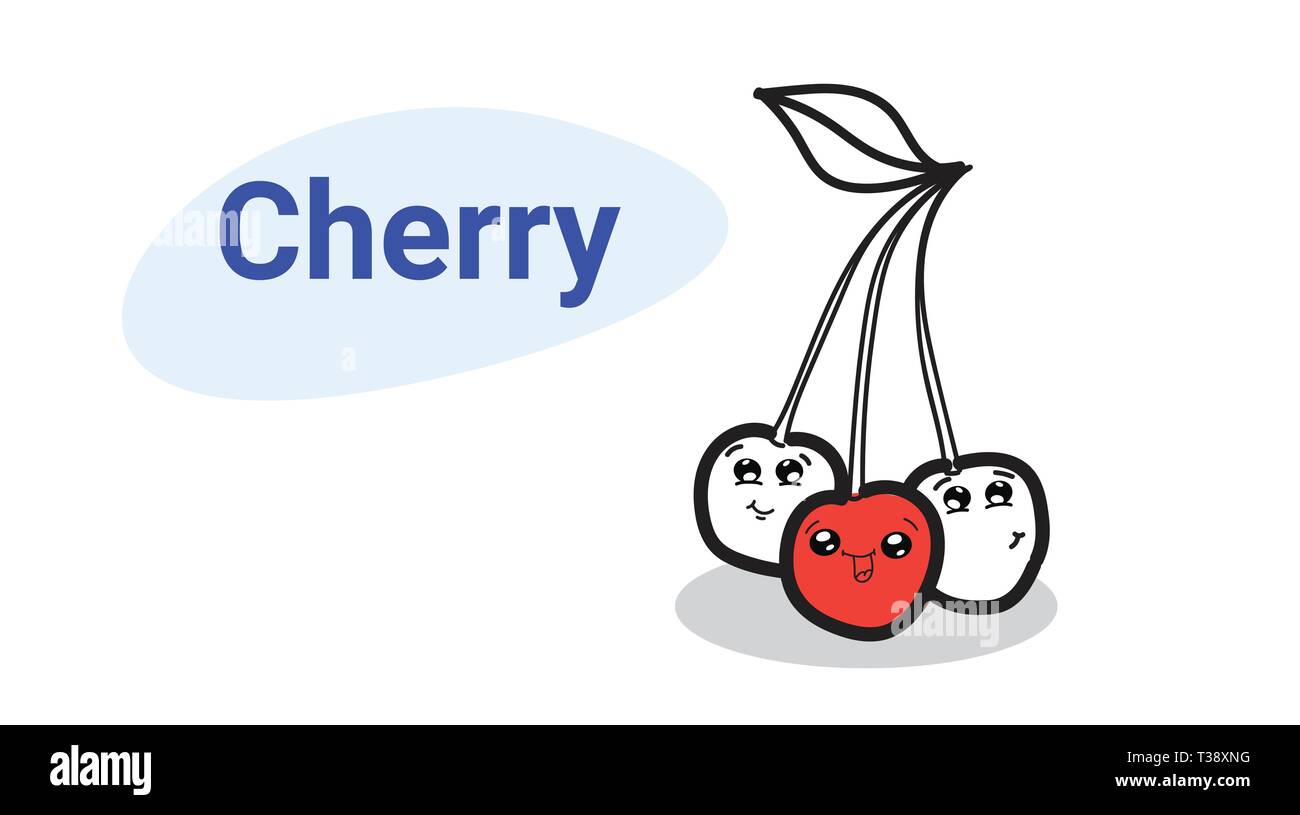 cute red cherry cartoon comic characters with smiling faces happy emoji ...
