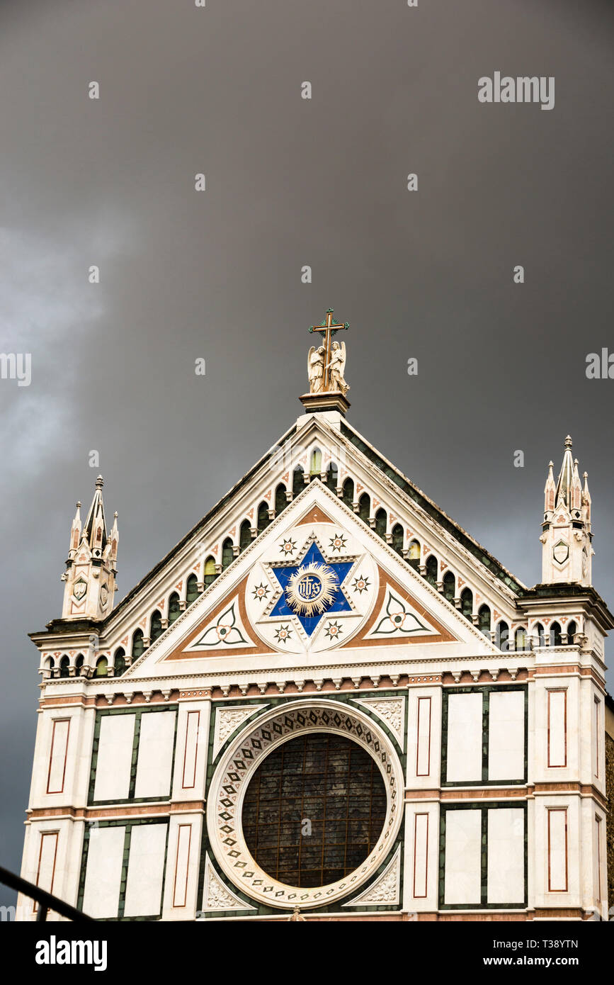 The Star of David and marble facade of the Basilica of Santa Croce ...