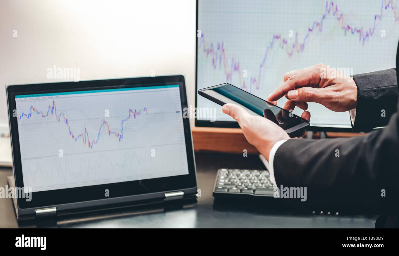 Every device can trade stocks concept. businessman can do it ...