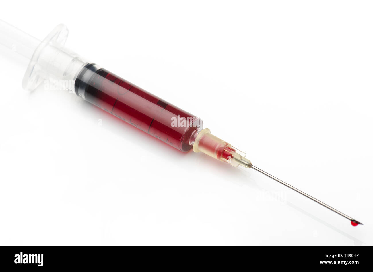 syringe with a red fluid on white background, isolated Stock Photo - Alamy