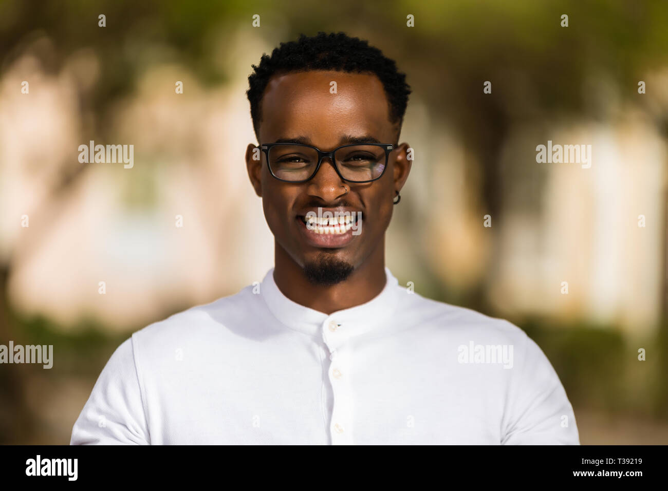 Outdoor portrait of a Young black African American men Stock Photo - Alamy
