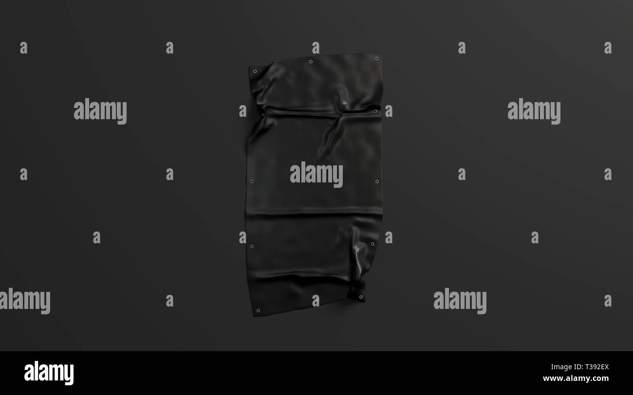 Blank black folded stretch banner mockup on dark background, 3d ...