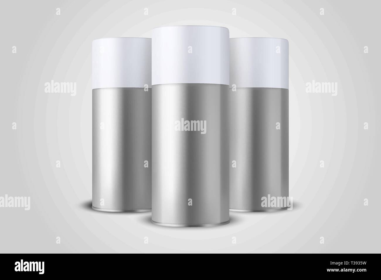 Vector 3d Realistic Silver Blank Spray Can, Bottle Set Closeup Isolated ...