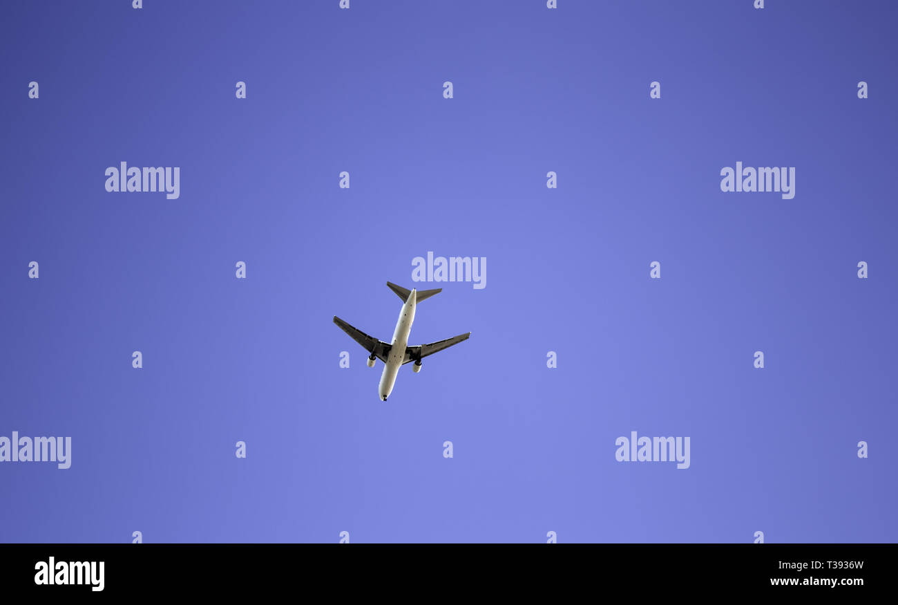 Airplane in sky, vehicles and transport, travel and tourism Stock Photo ...