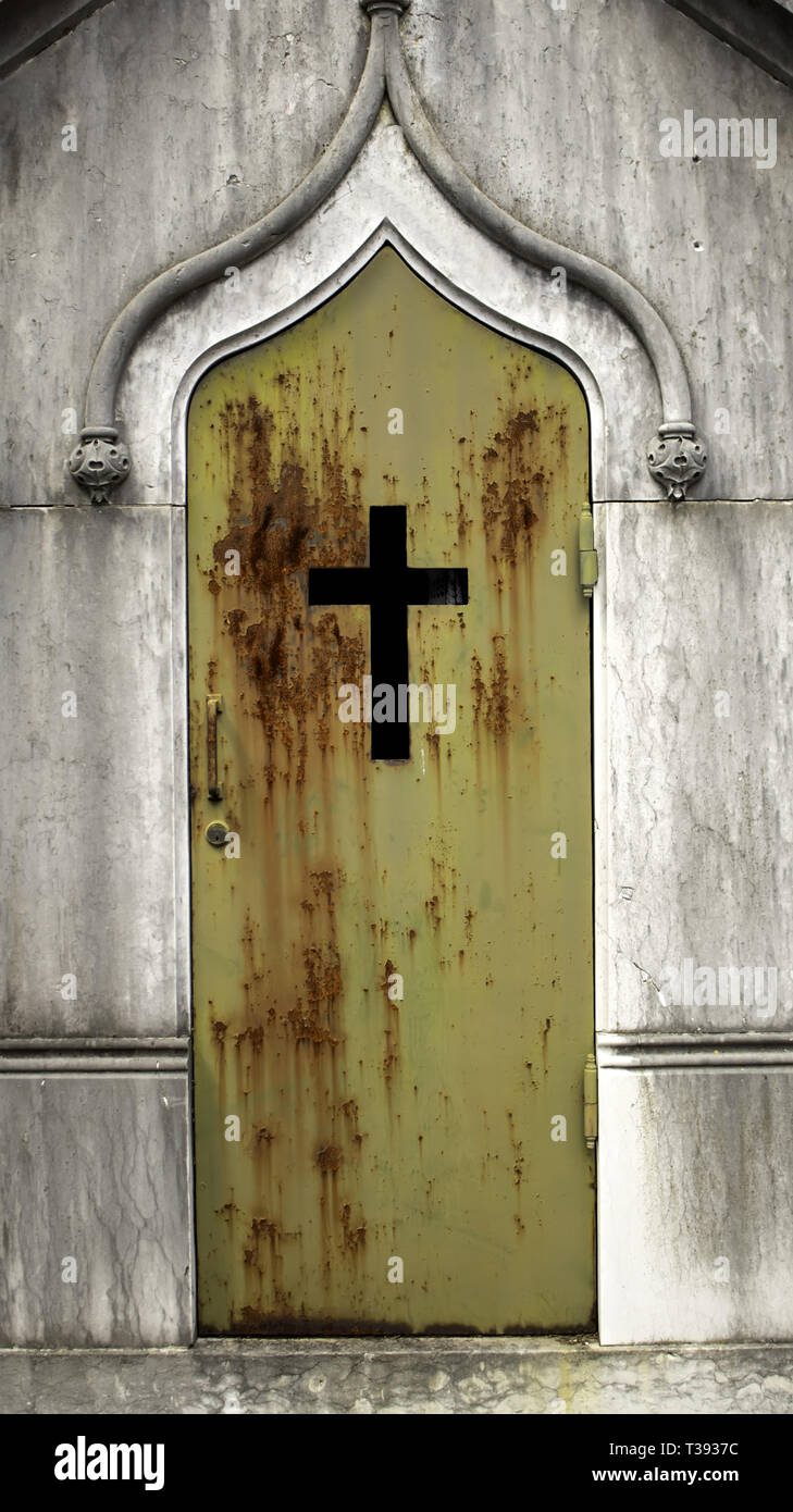 Door in cemetery pantheon, death and religion, Christianity Stock Photo ...