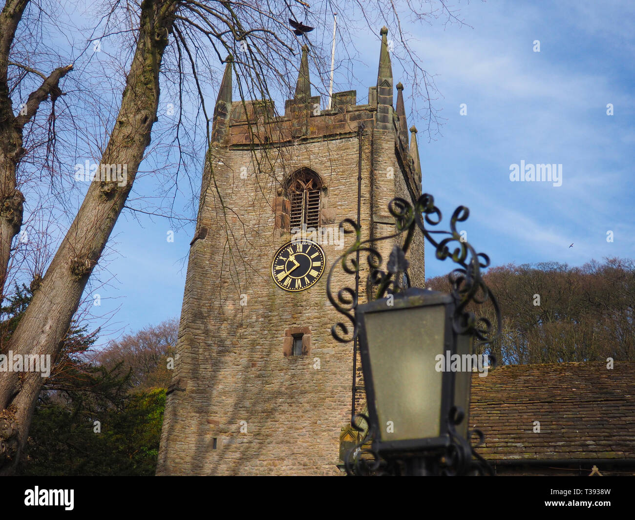 The tower of St Christopher's Church in Pott Shrigley, Cheshire, UK ...
