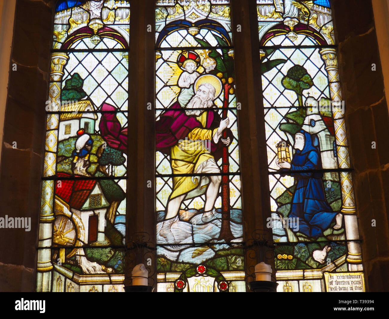 A stained glass window depicting St Christopher at St Chritopher's ...