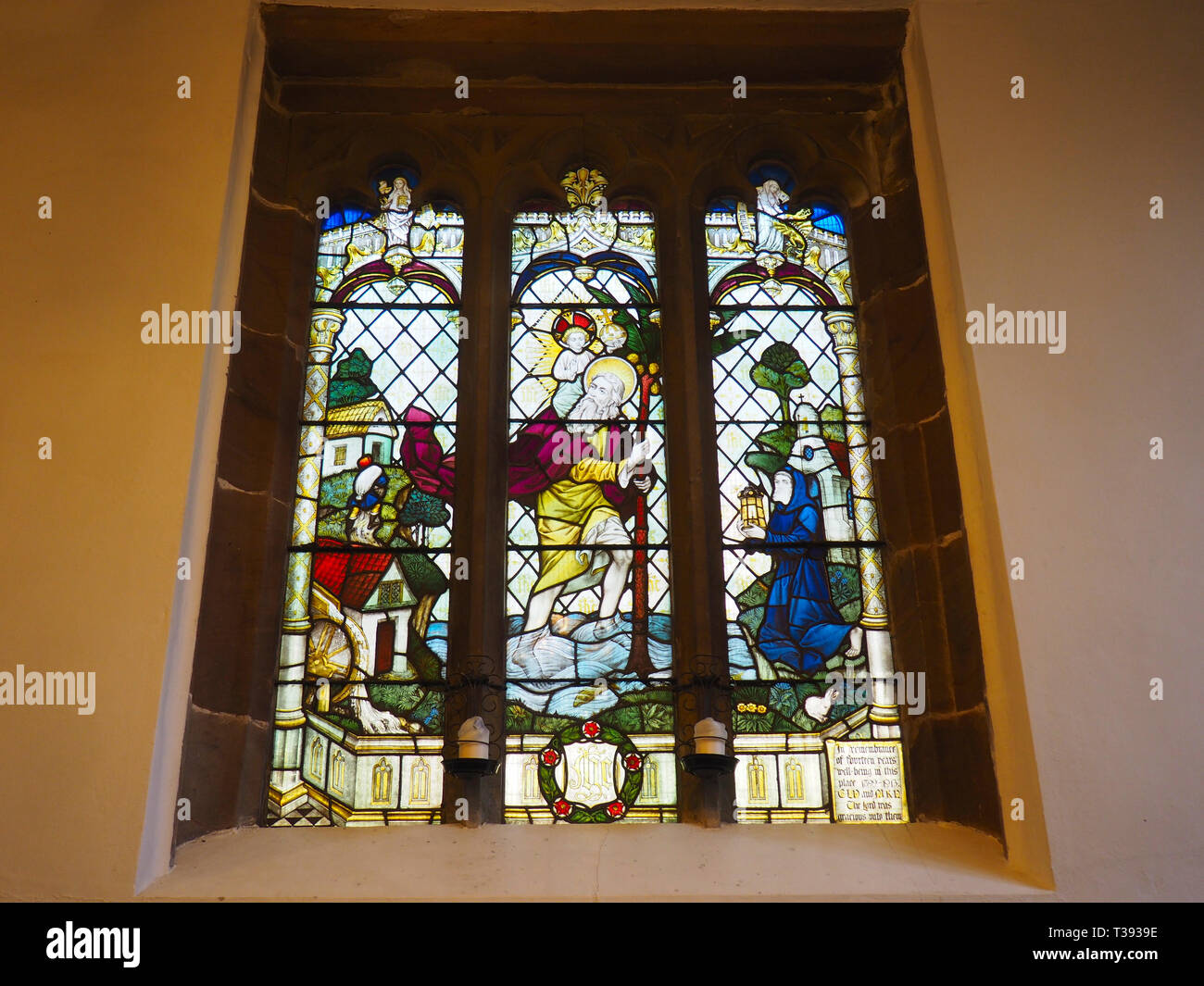 A stained glass window depicting St Christopher at St Chritopher's ...