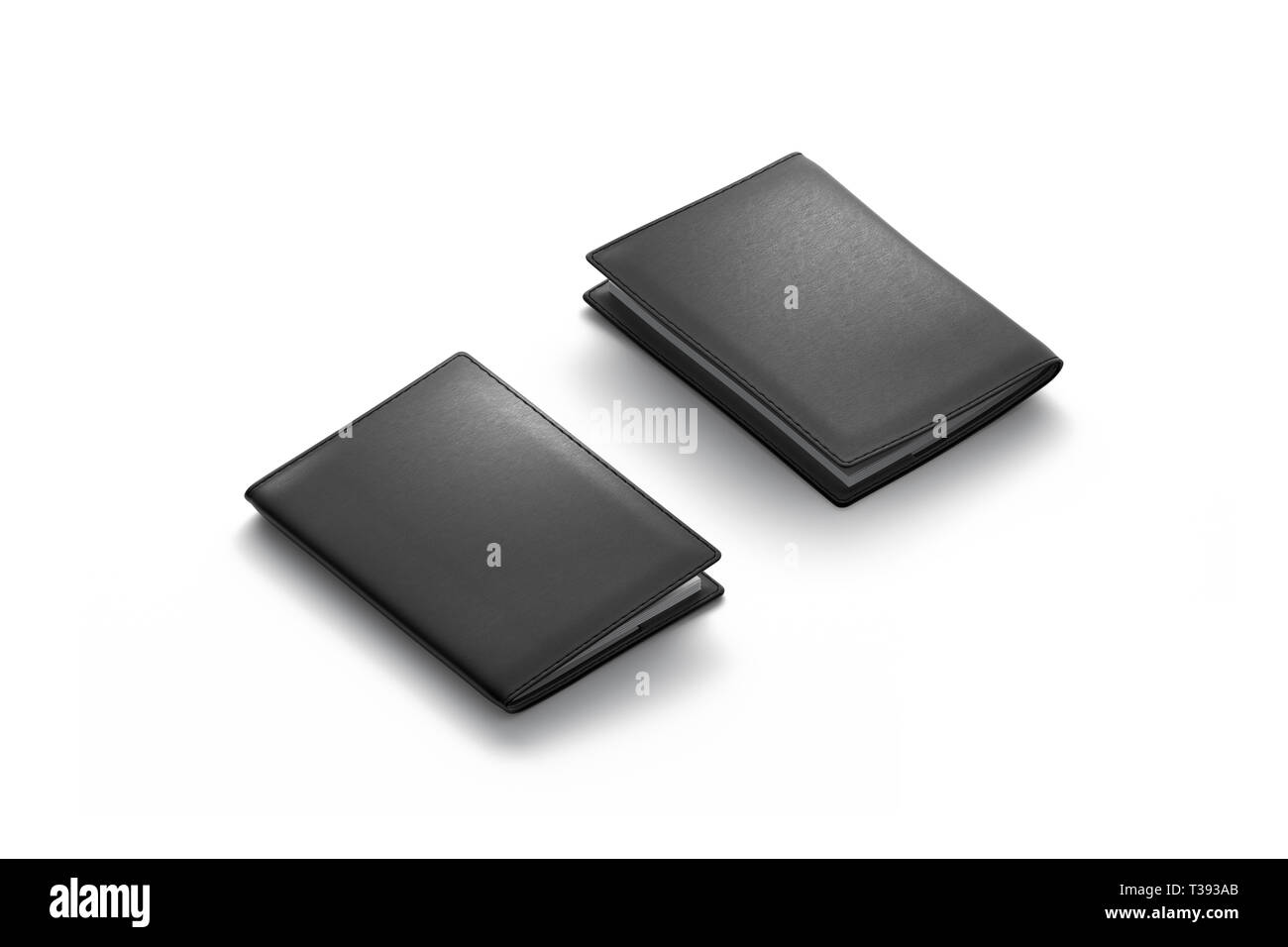 Blank black passport cover mockup, isolated, front and back side, 3d ...