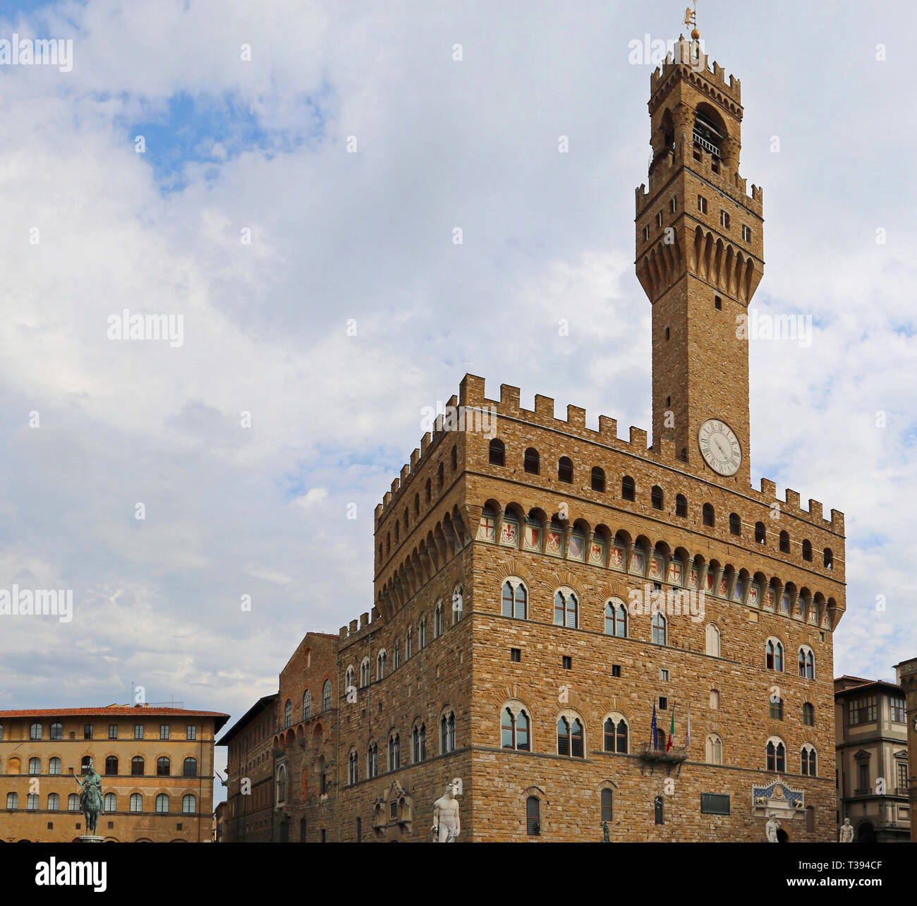 old palace in Florence with Tower in the main square called Piazza ...
