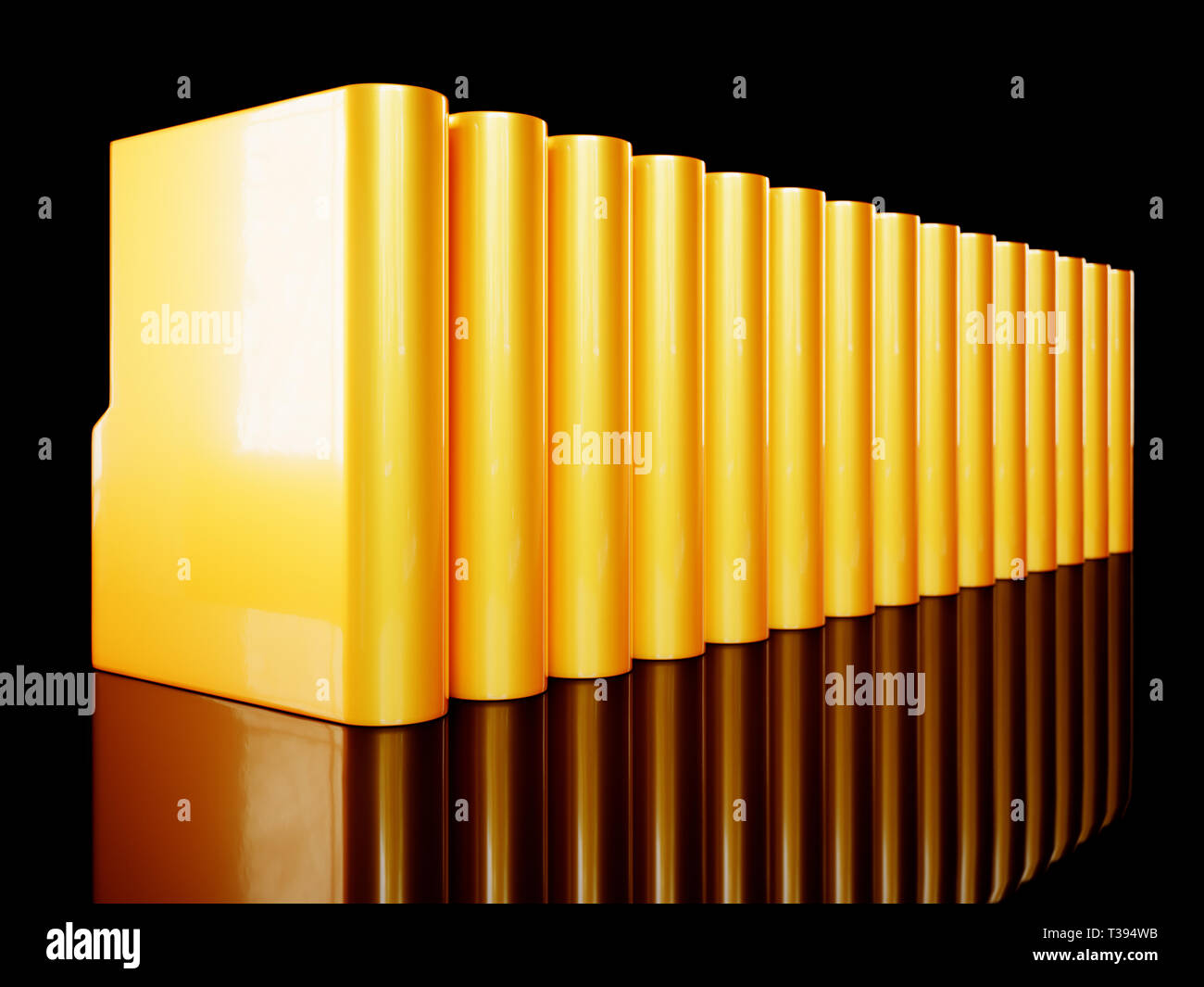 Computers folder stack. Files raw isolated on black background. 3d ...