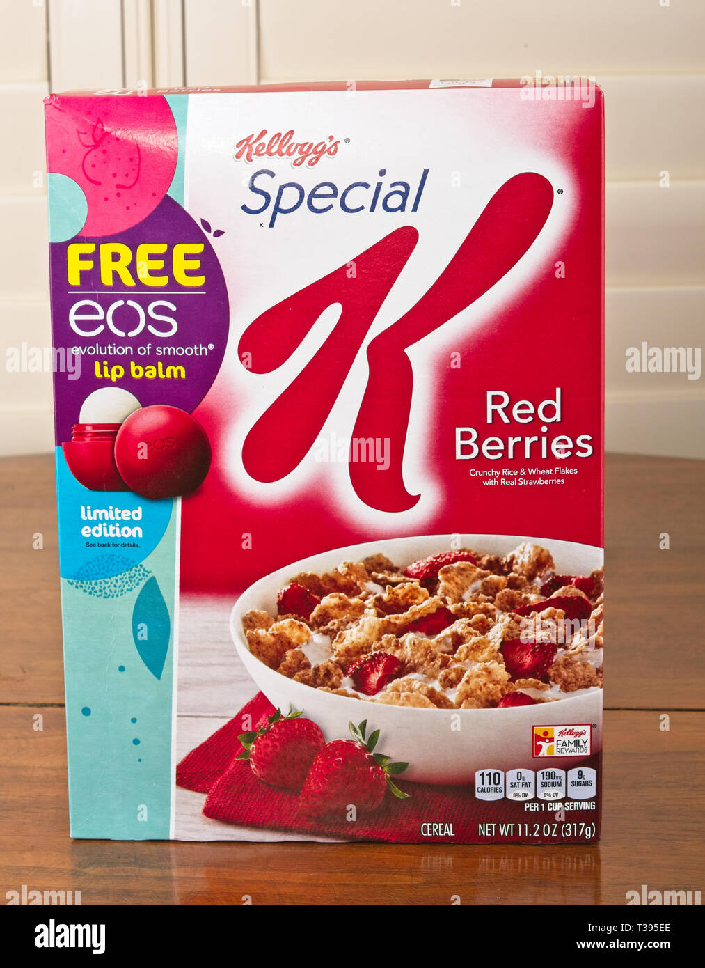 A box of Special K Red Berries with EOS Lip Balm Stock Photo - Alamy
