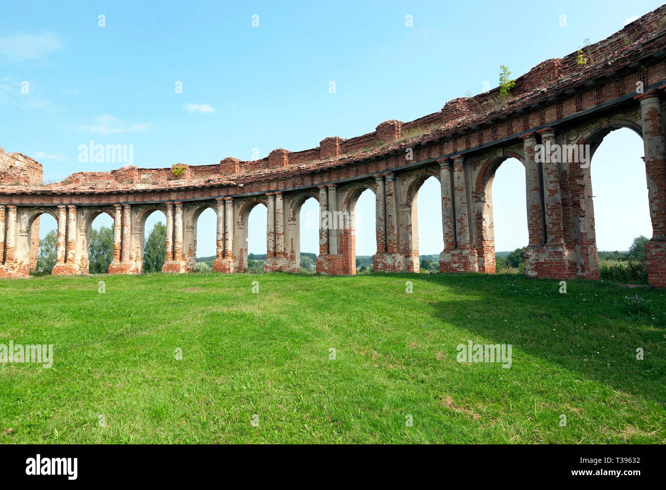 ruins of an ancient palace building is constructed of red brick Stock ...