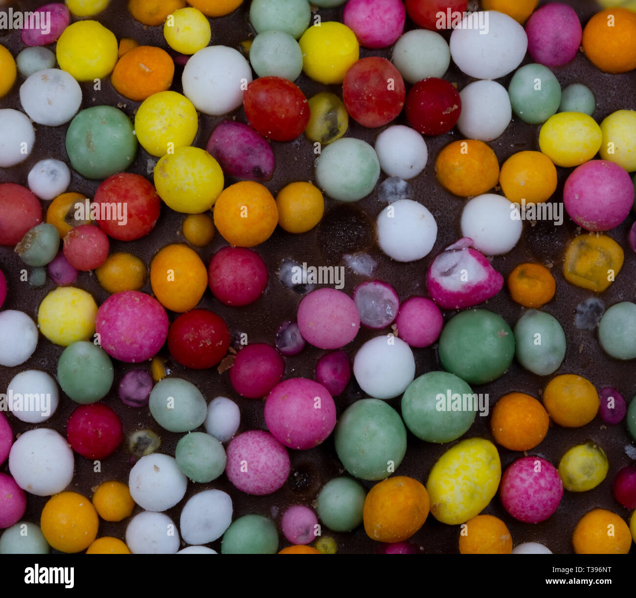 Macro image of a 'freckle', chocolate bud coated in sprinkles Stock ...