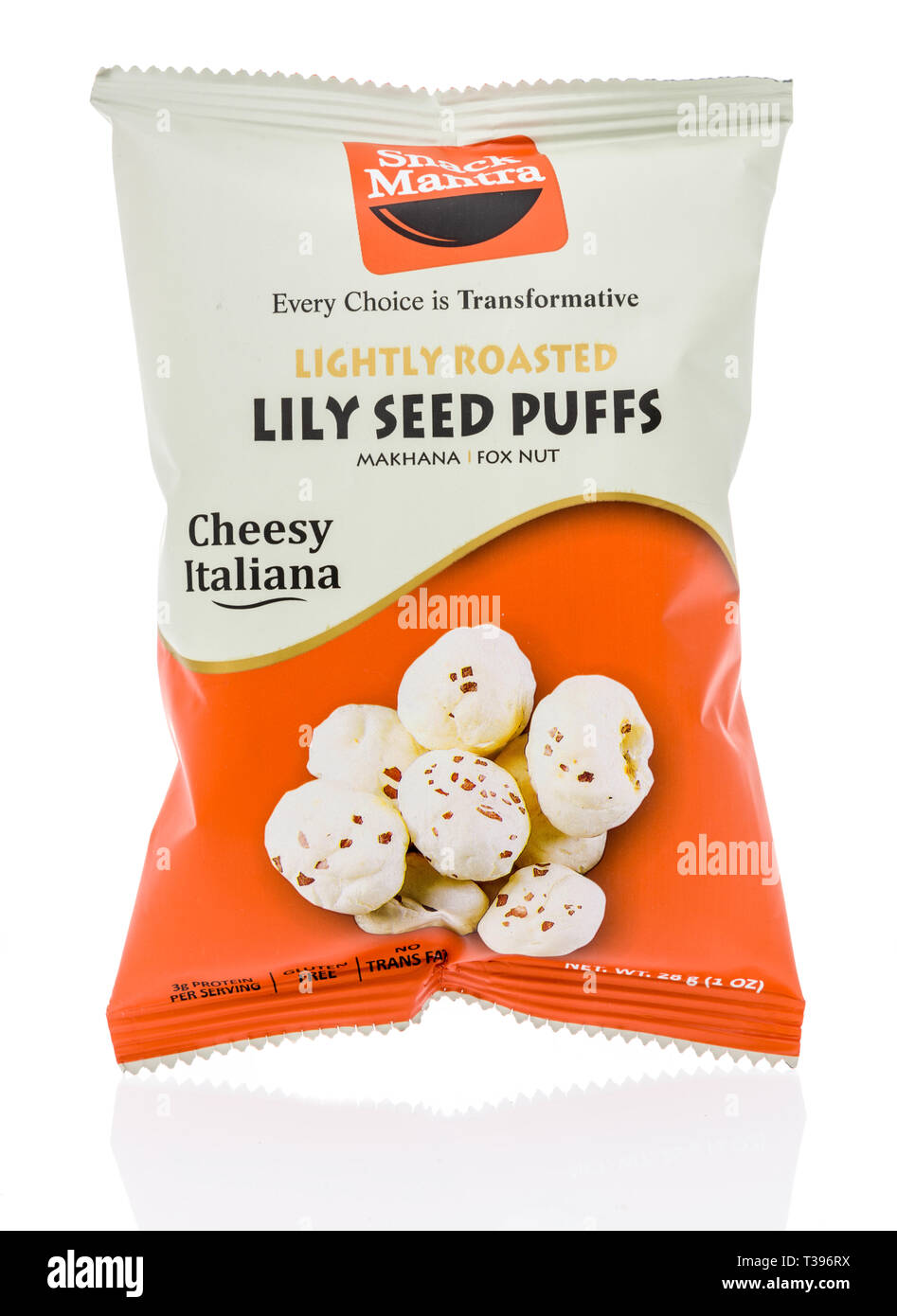 Winneconne, WI - 2 April 2019: A package of Snack mantra lily seed ...