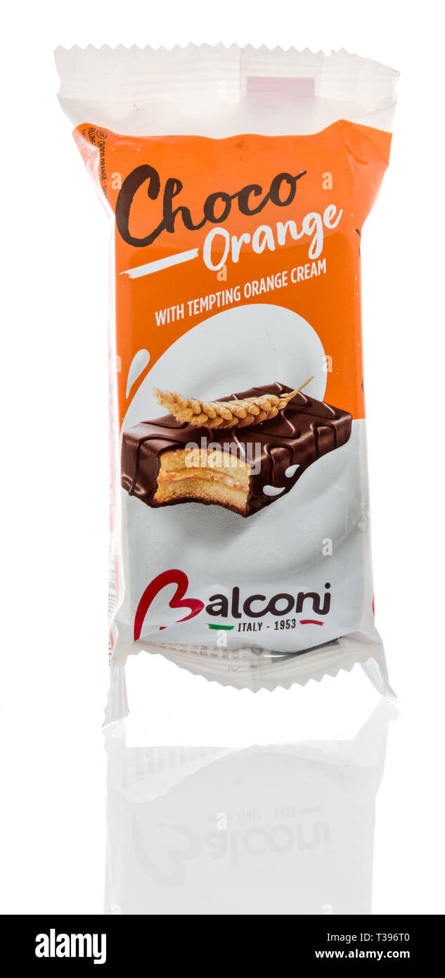 Winneconne, WI - 2 April 2019: A package of Balconi choco orange layers ...