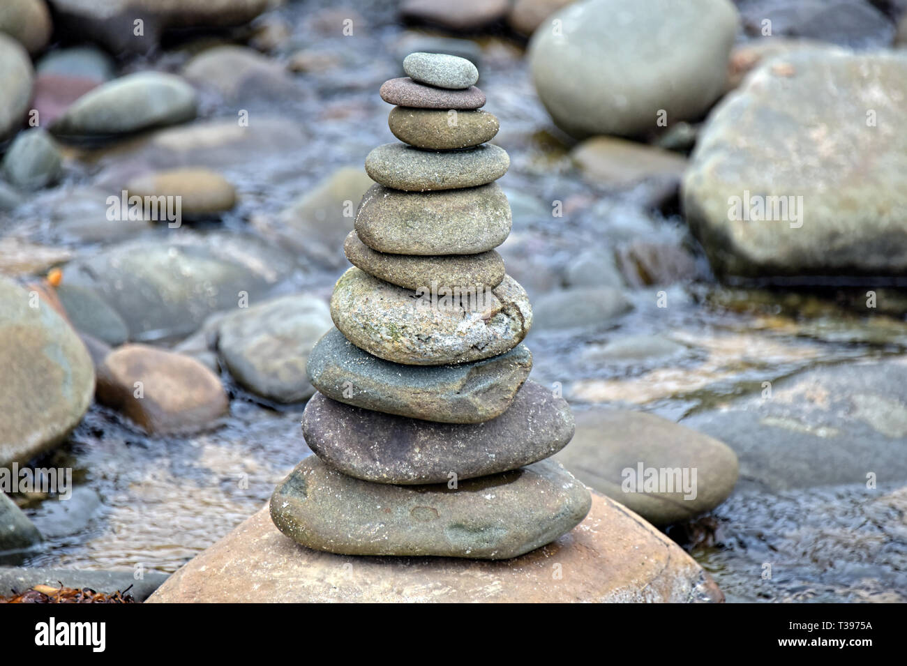 Pebble stacks on the beach Stock Photo - Alamy
