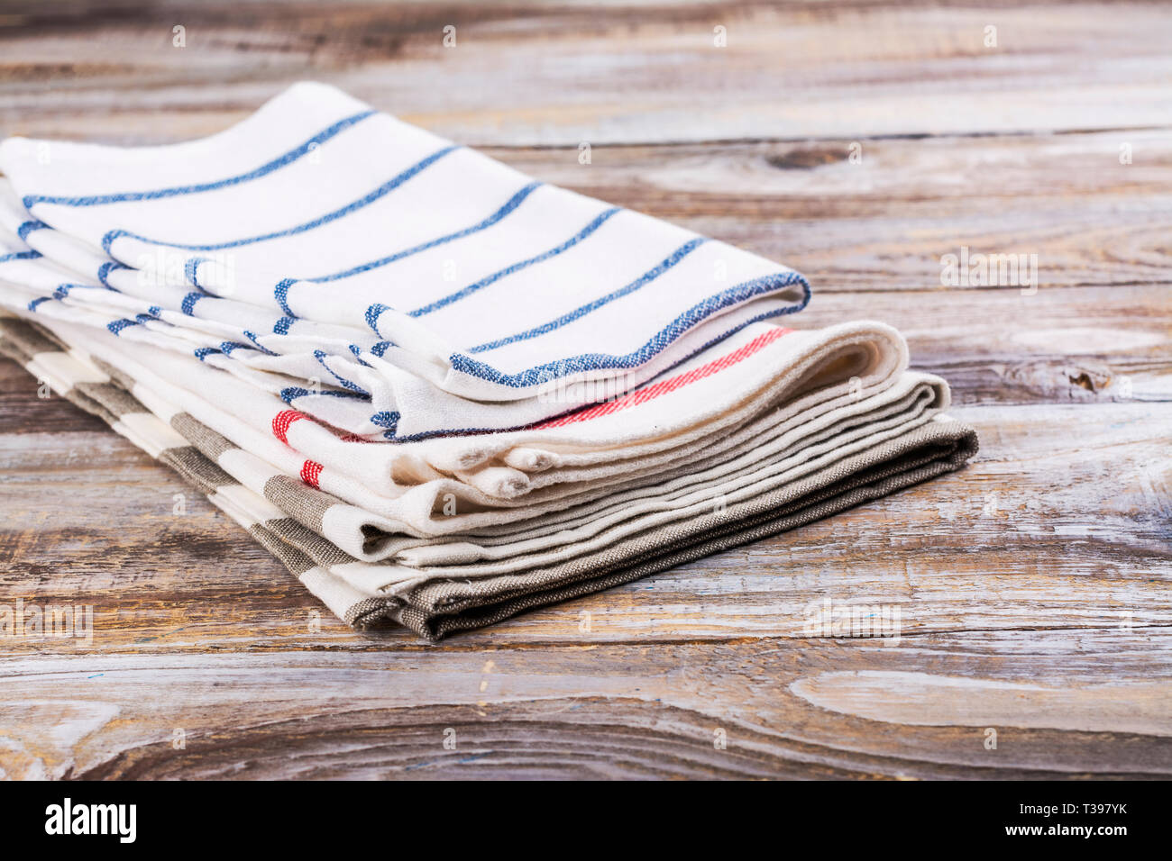 Folded kitchen towels Stock Photo - Alamy