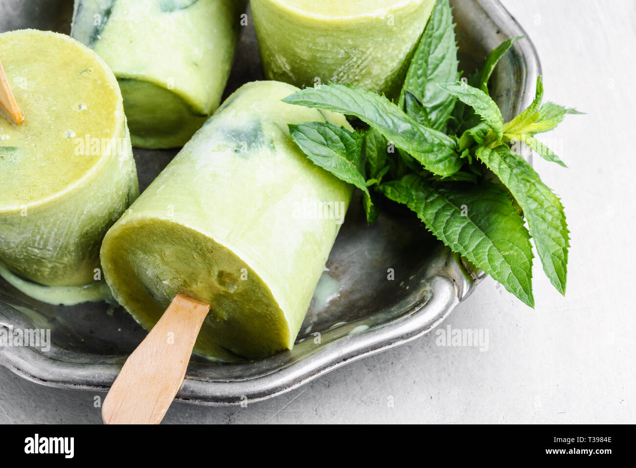 Group of homemade vanilla popsicles on a rustic background Stock Photo ...
