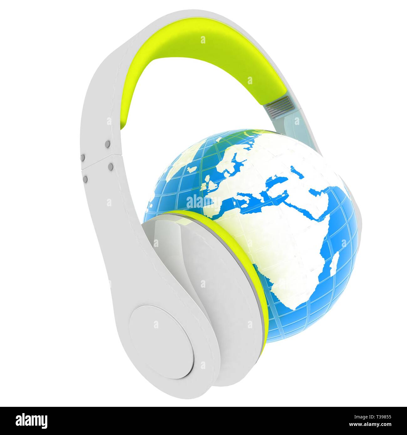 Abstract symbol music and earth. 3d illustration Stock Photo - Alamy