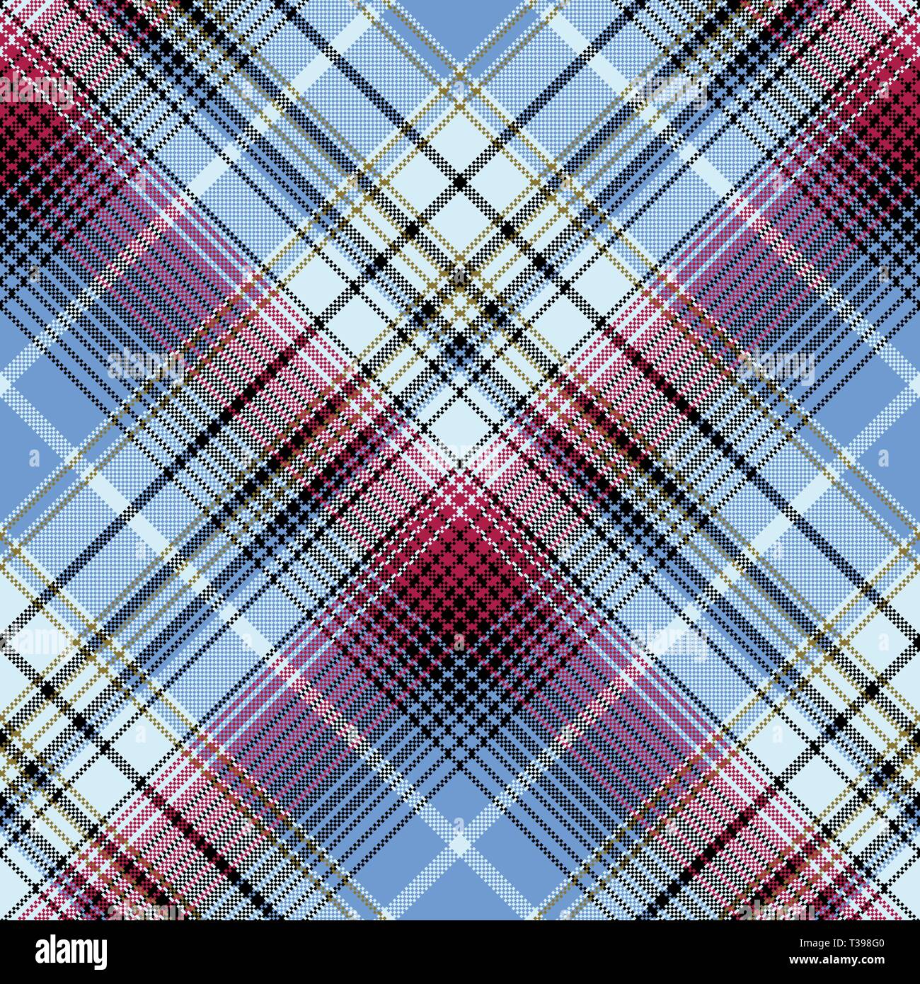 Check pixel plaid textile texture seamless pattern. Vector illustration ...