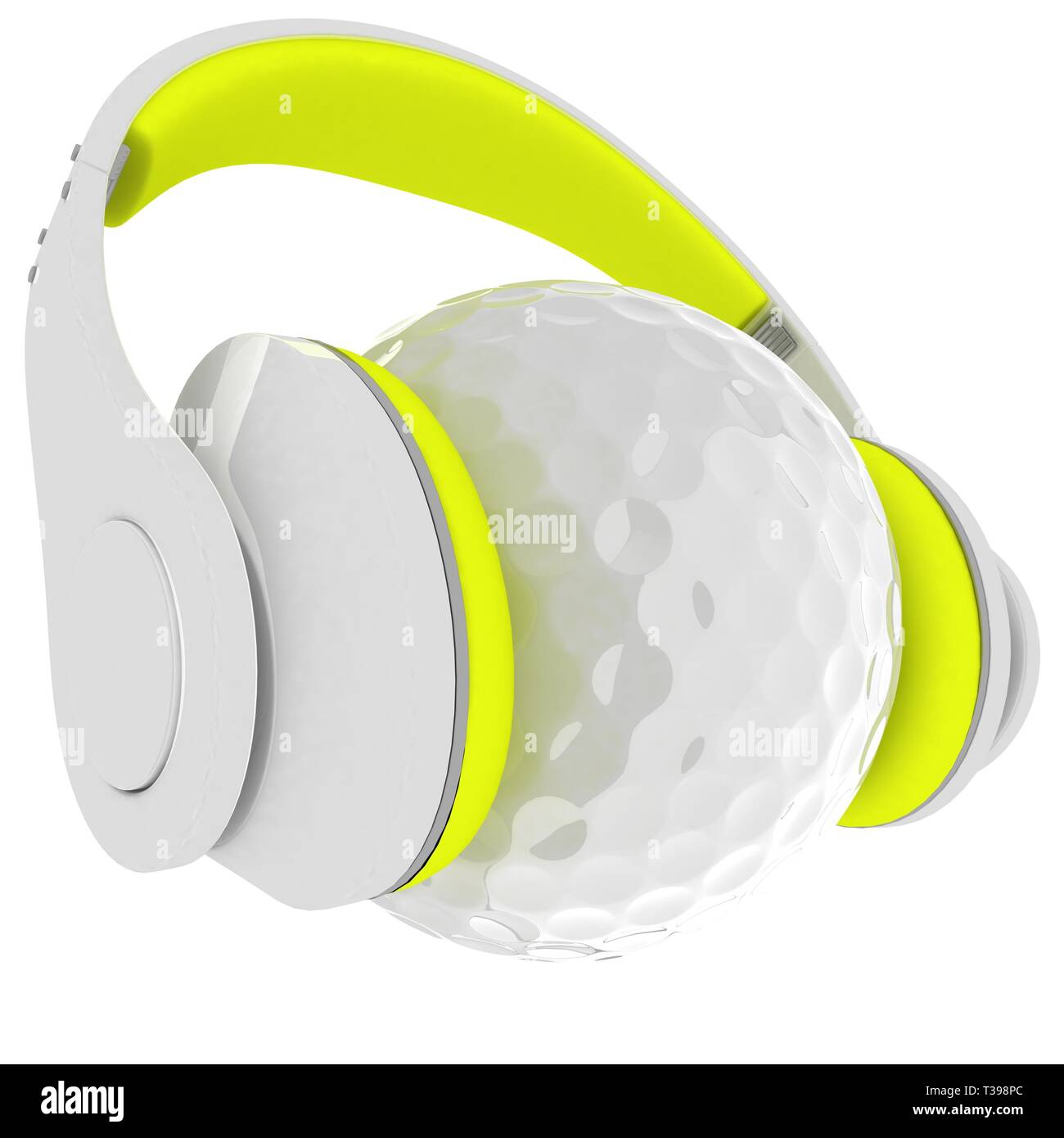 Golf ball with headset or headphones. 3D rendering Stock Photo - Alamy