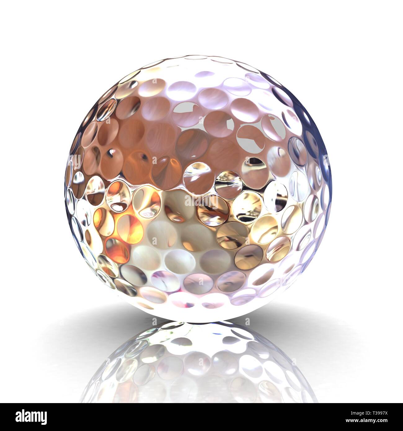 3D rendering metal golf Ball with white background Stock Photo - Alamy