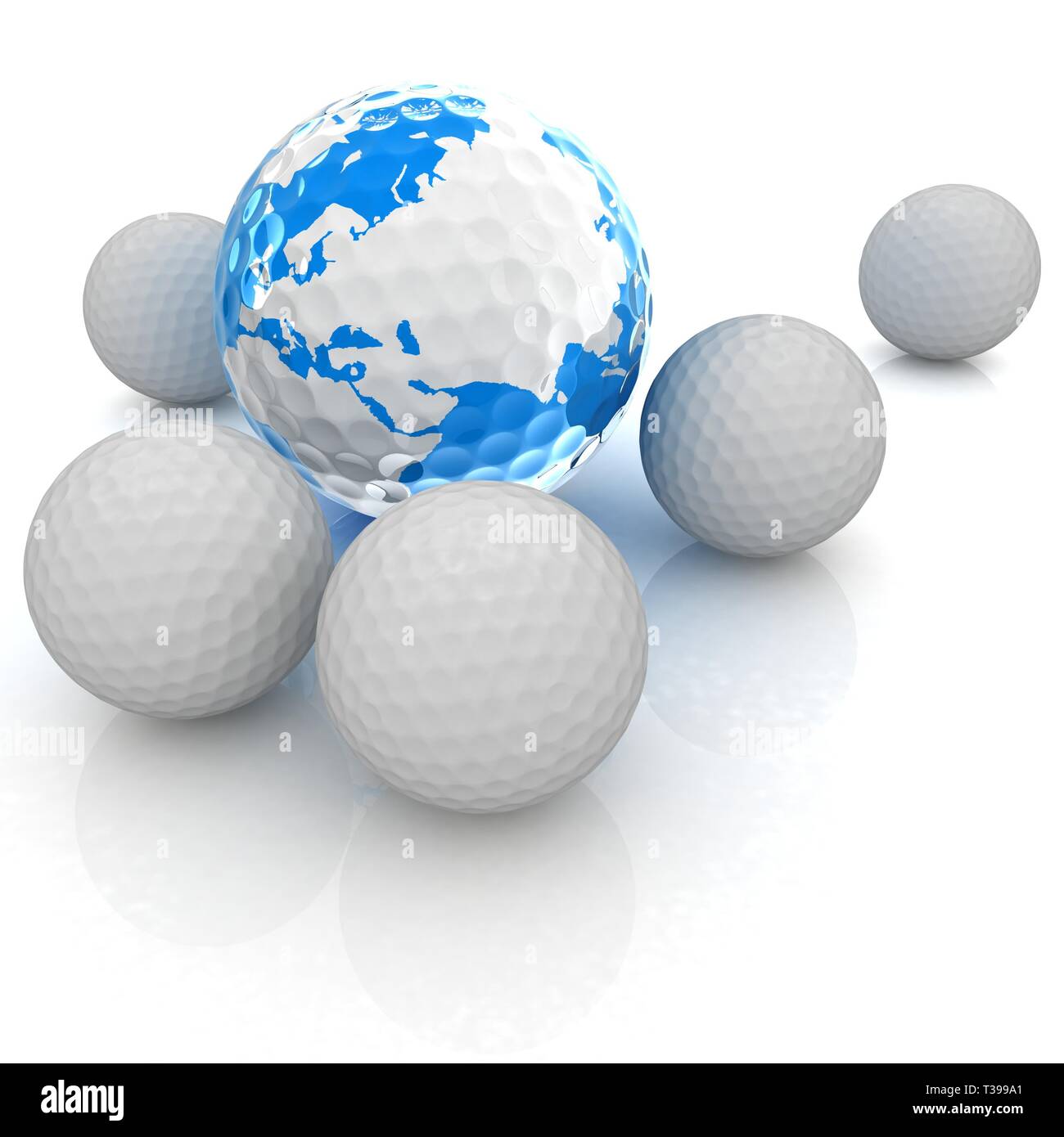Conceptual 3d illustration. Golf ball world globe Stock Photo - Alamy
