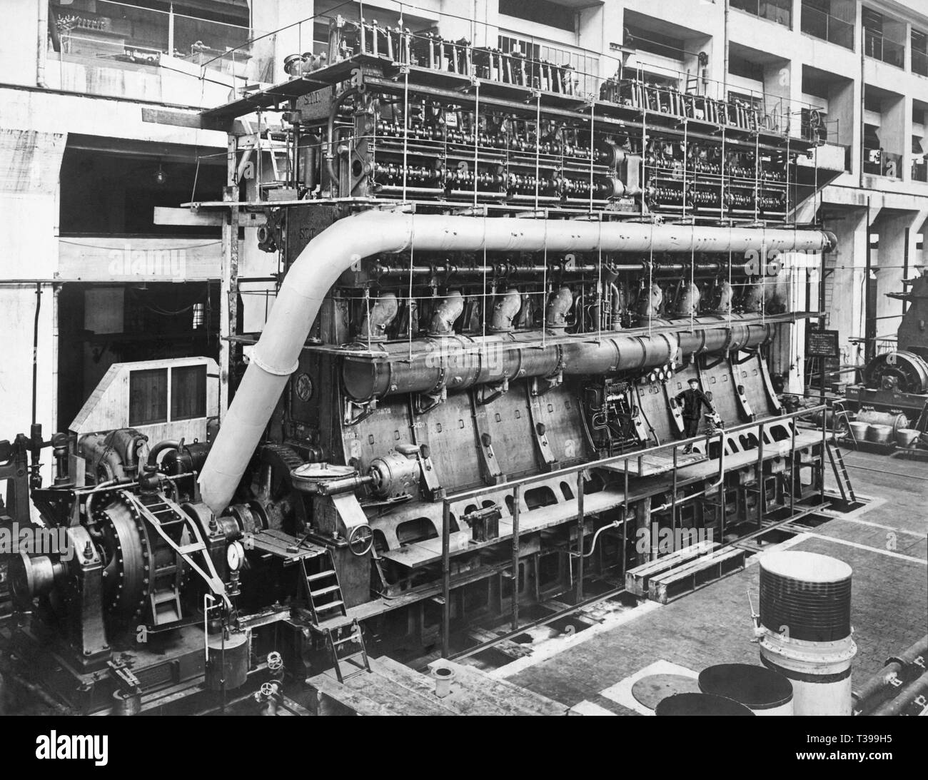 engine room, saturnia motorship, 1920-1930 Stock Photo - Alamy