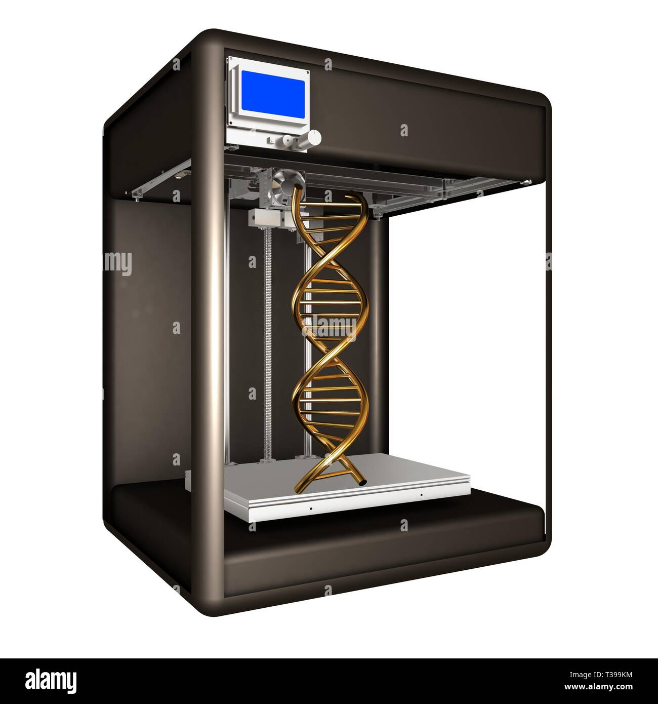 3d printer during work on the new DNA molecule. 3d illustration Stock ...