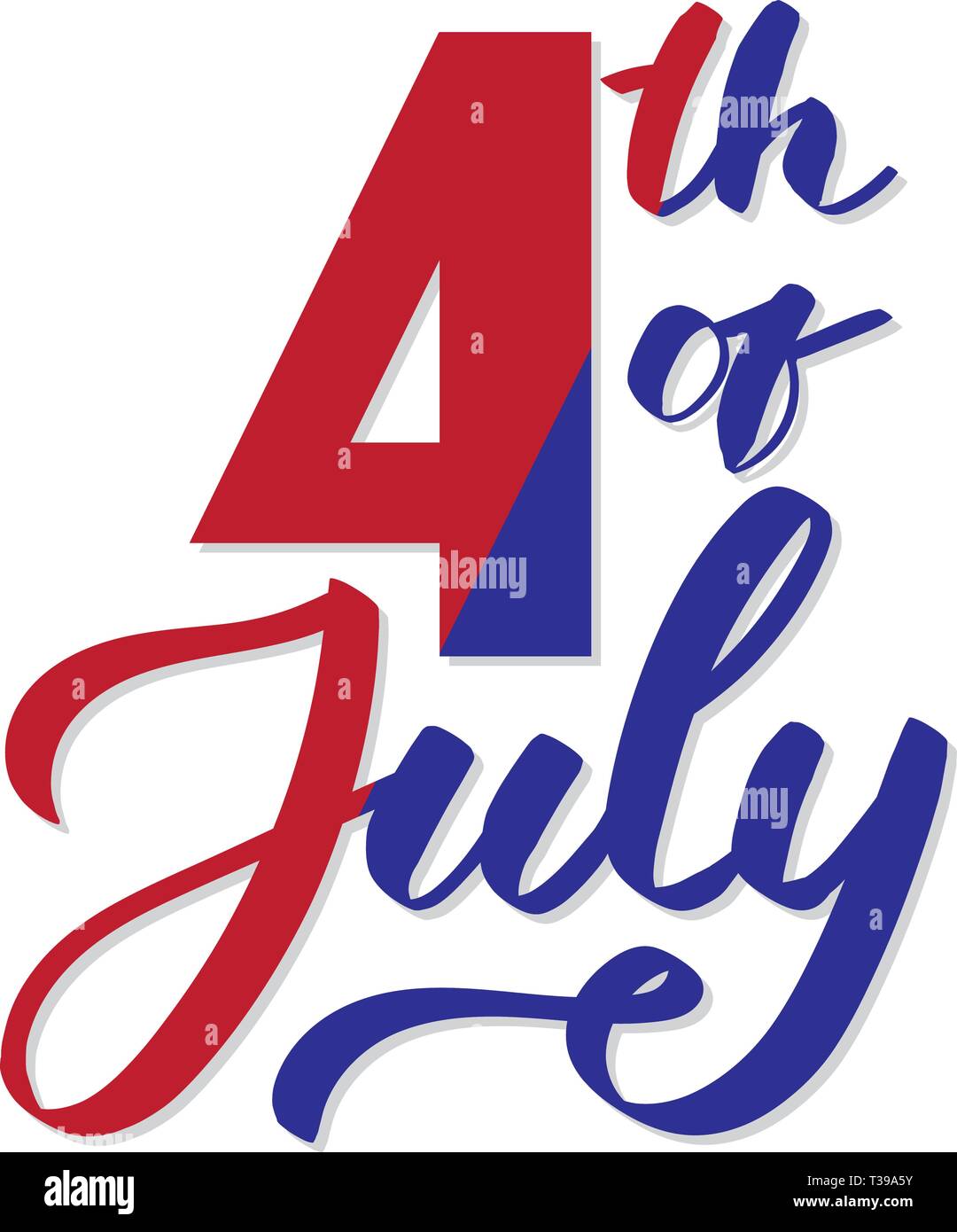 4th of July - hand-writing, calligraphy, typography, lettering. Light ...