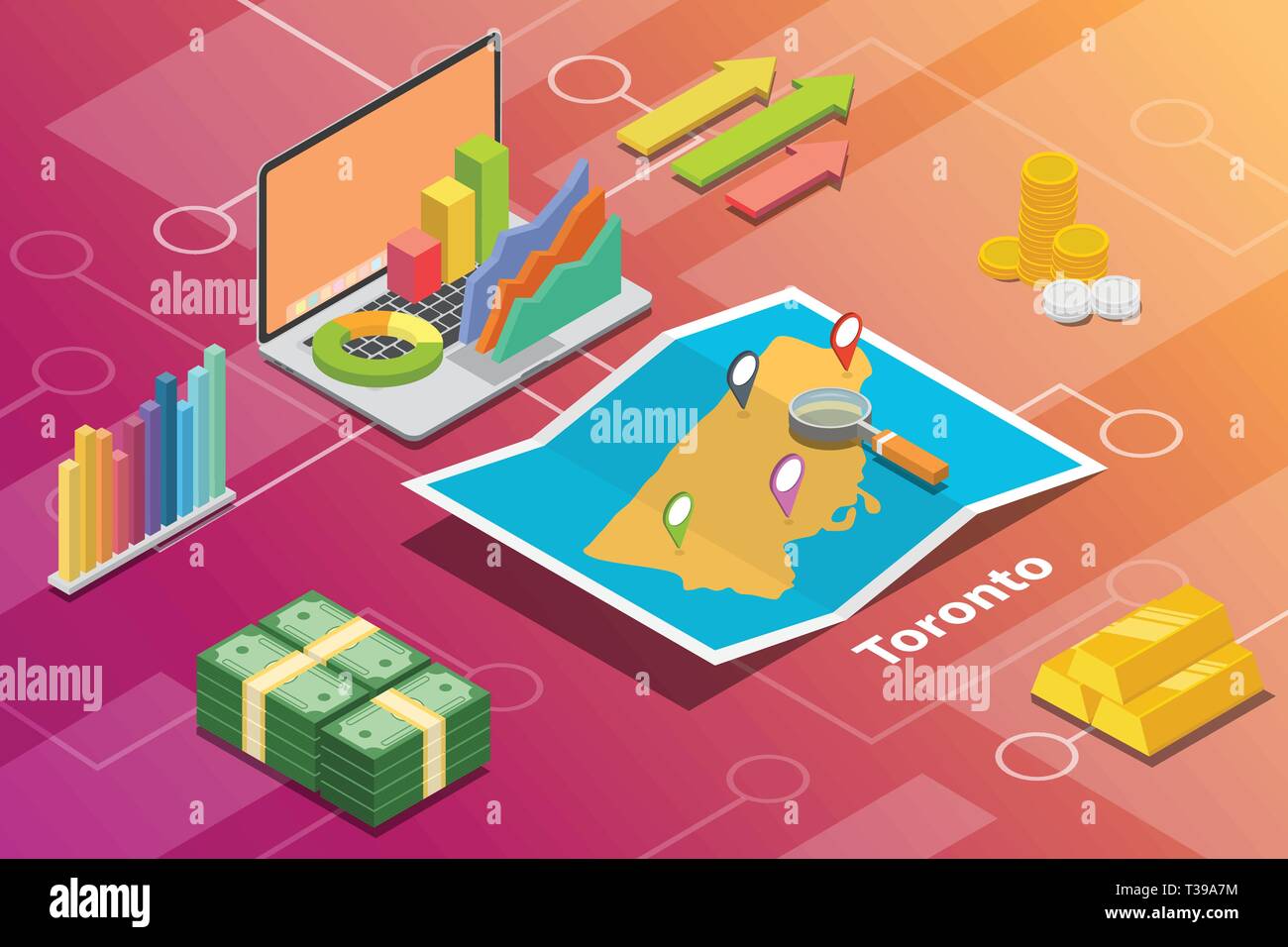 toronto ontario city isometric financial economy condition concept for ...