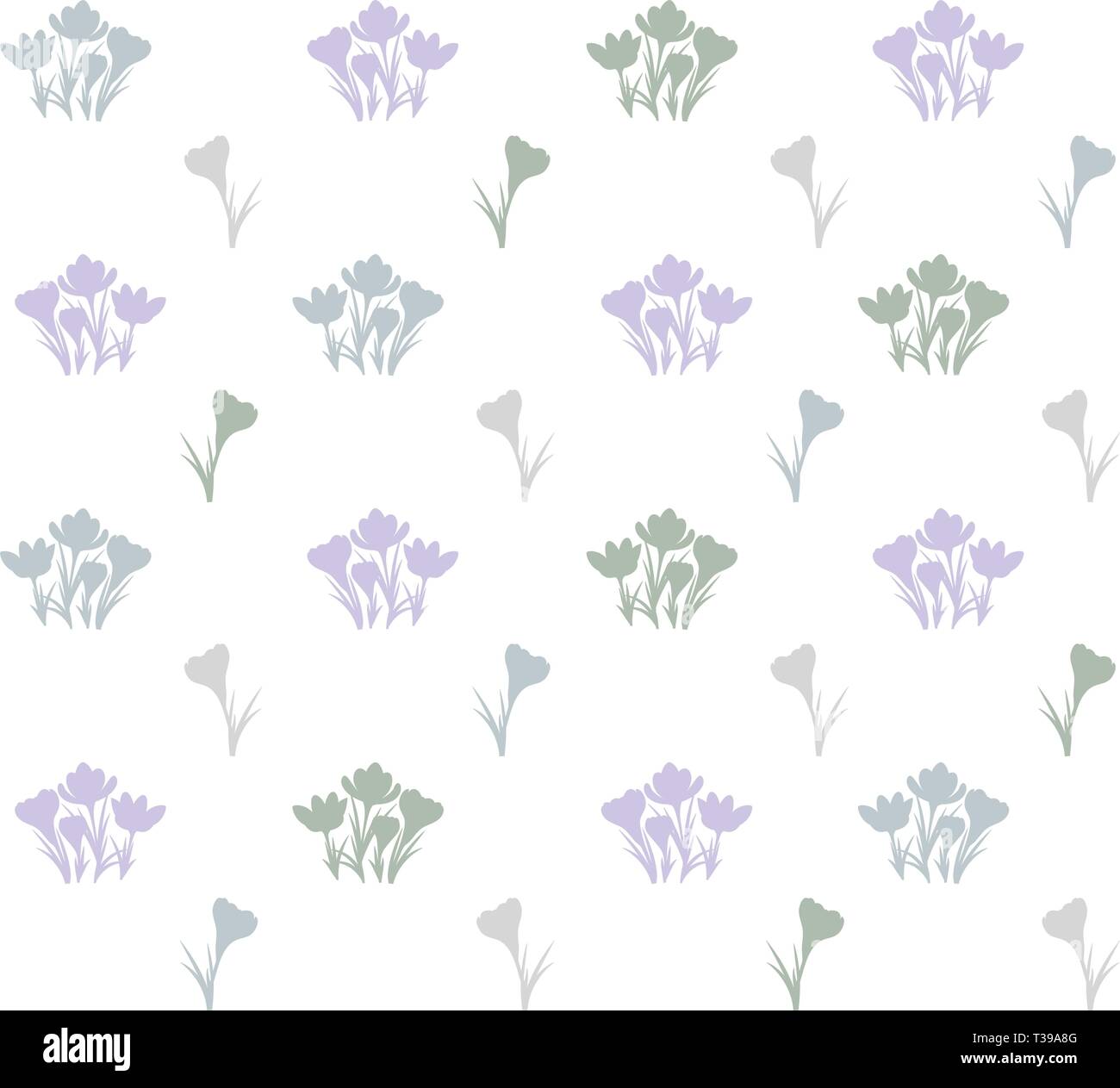 Seamless vector Crocus background. Colored small group of crocus ...