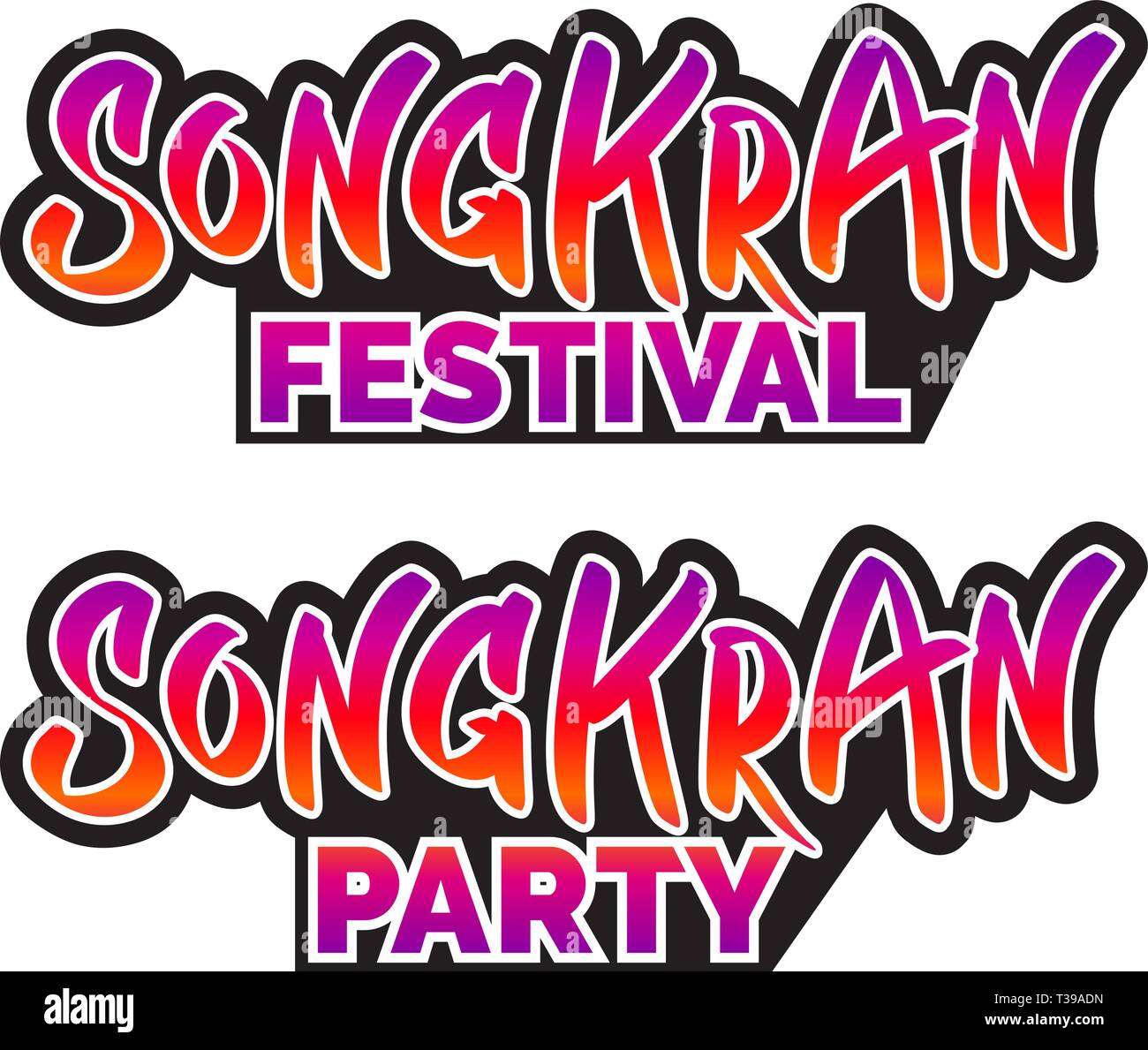 Songkran Festival, Songkran party - two inscriptions in hand lettering ...