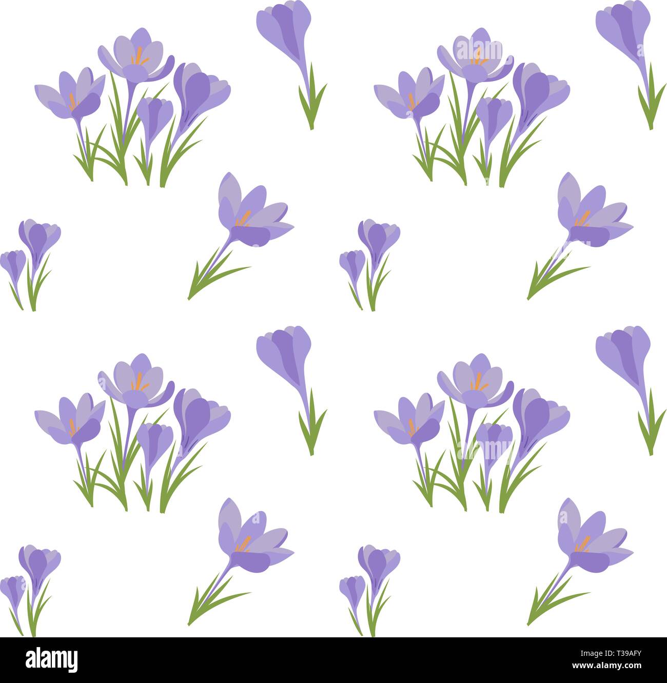 Seamless vector Crocus background. Colored small group of crocus ...
