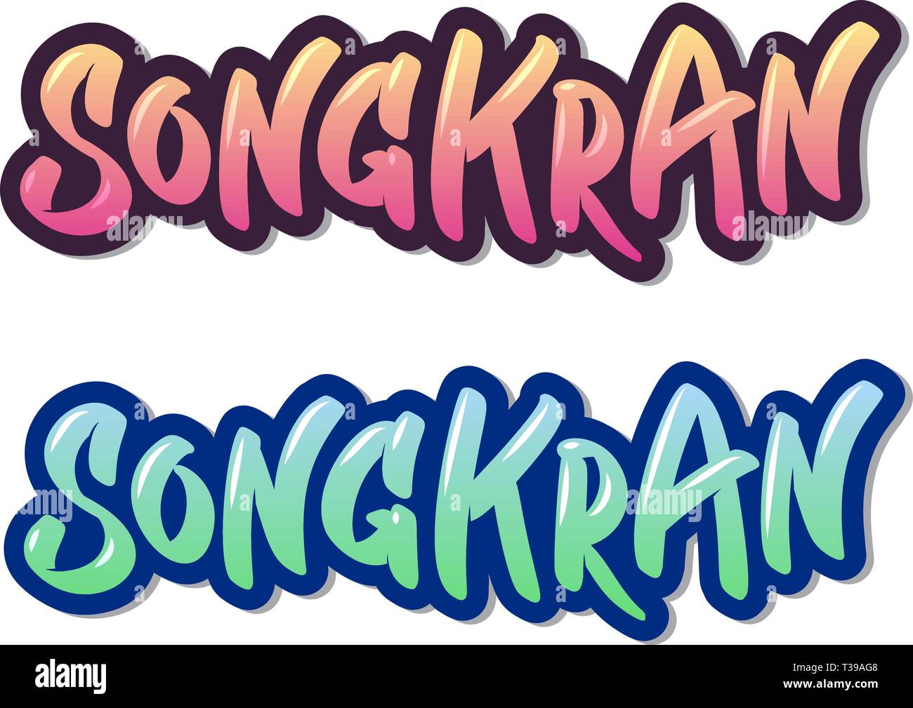 Songkran Festival, Songkran party - two inscriptions in hand lettering ...