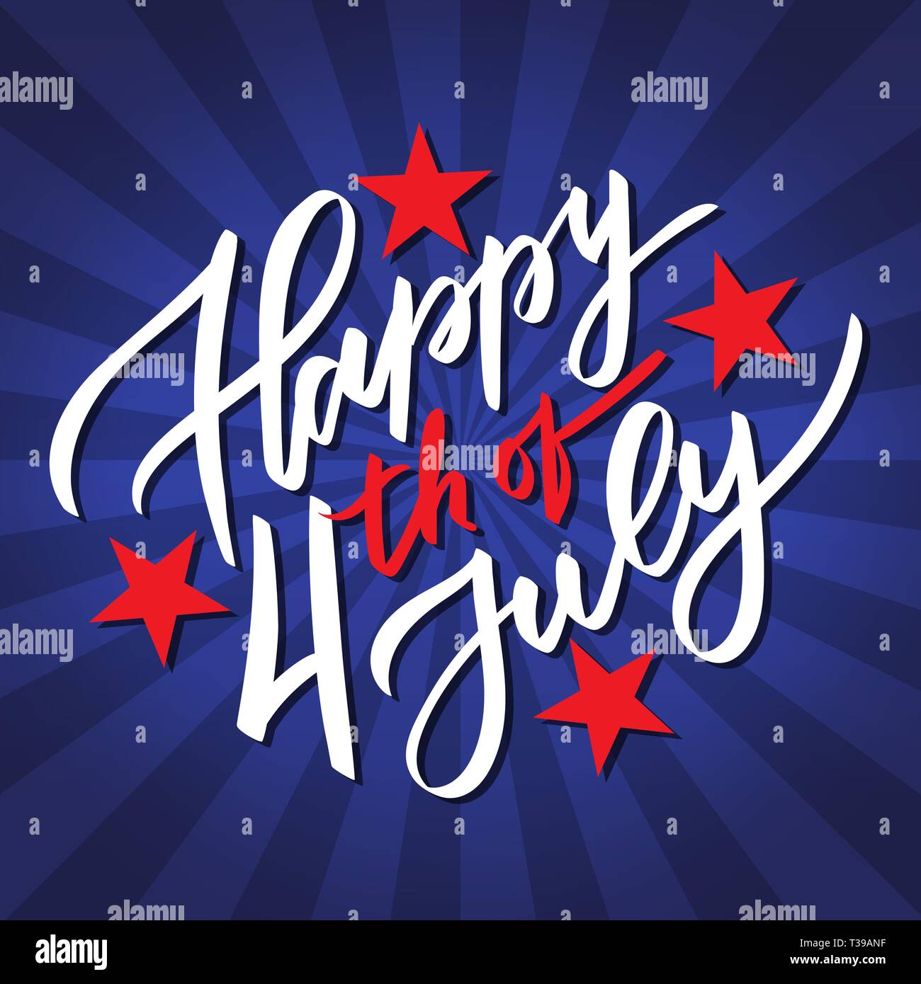 4th of July - hand-writing, calligraphy, typography, lettering. Vector ...