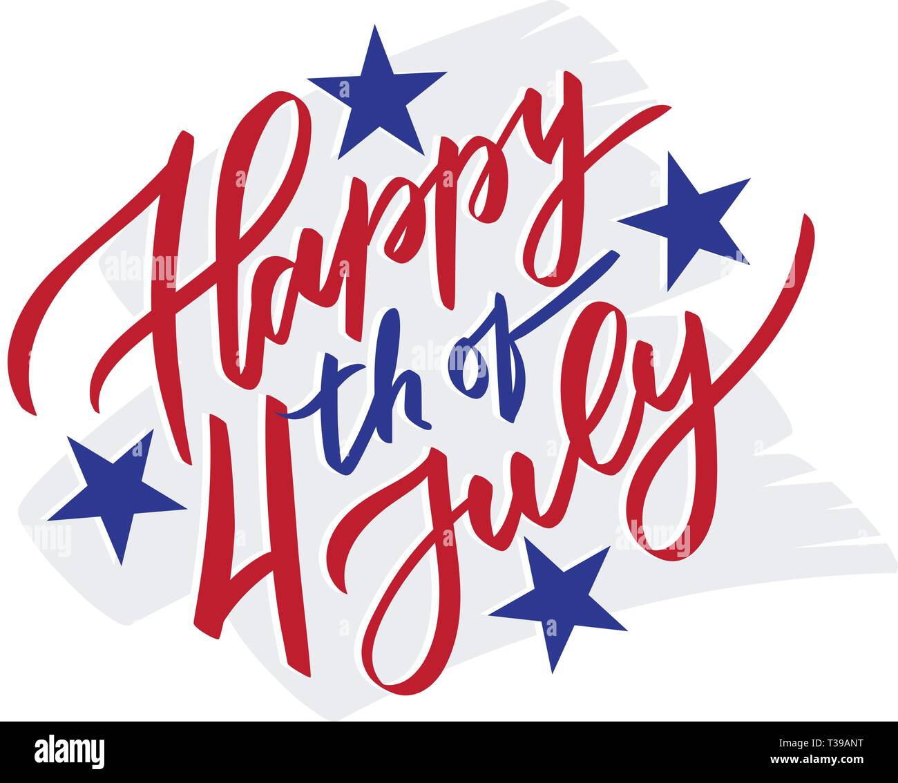 Happy 4th of July - vector typography, calligraphy, lettering, hand ...