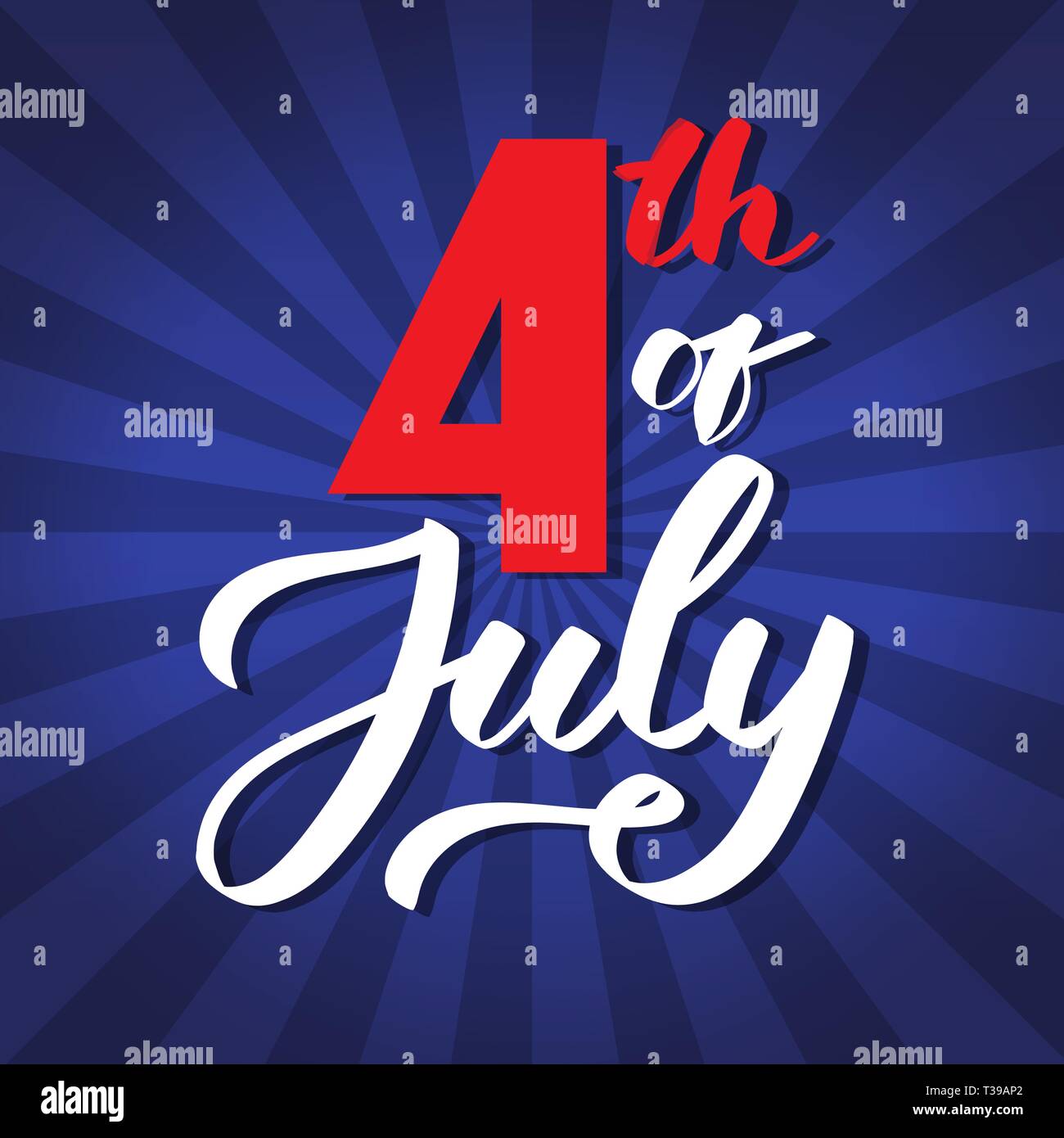 4th of July - hand-writing, calligraphy, typography, lettering. Vector ...