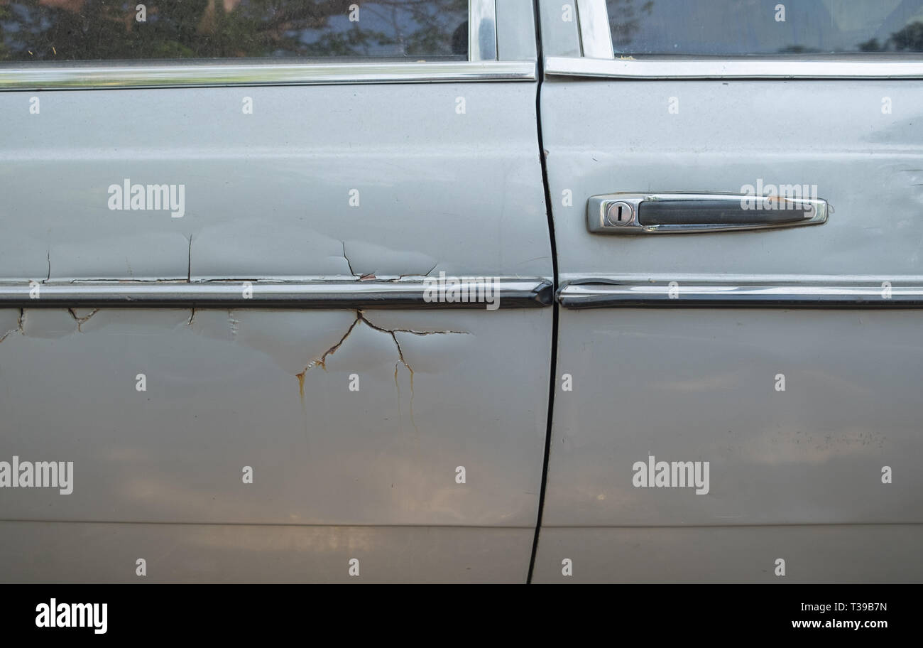 Car side grey scratched and crash Stock Photo - Alamy